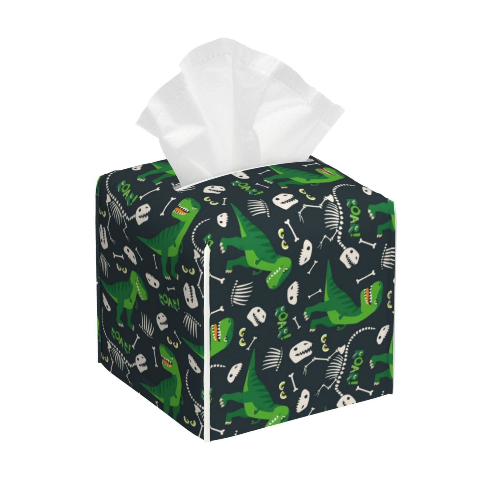Zeuib Dinosaur and Bone Print Tissue Box Cover,PU Leather Tissue Holder ...