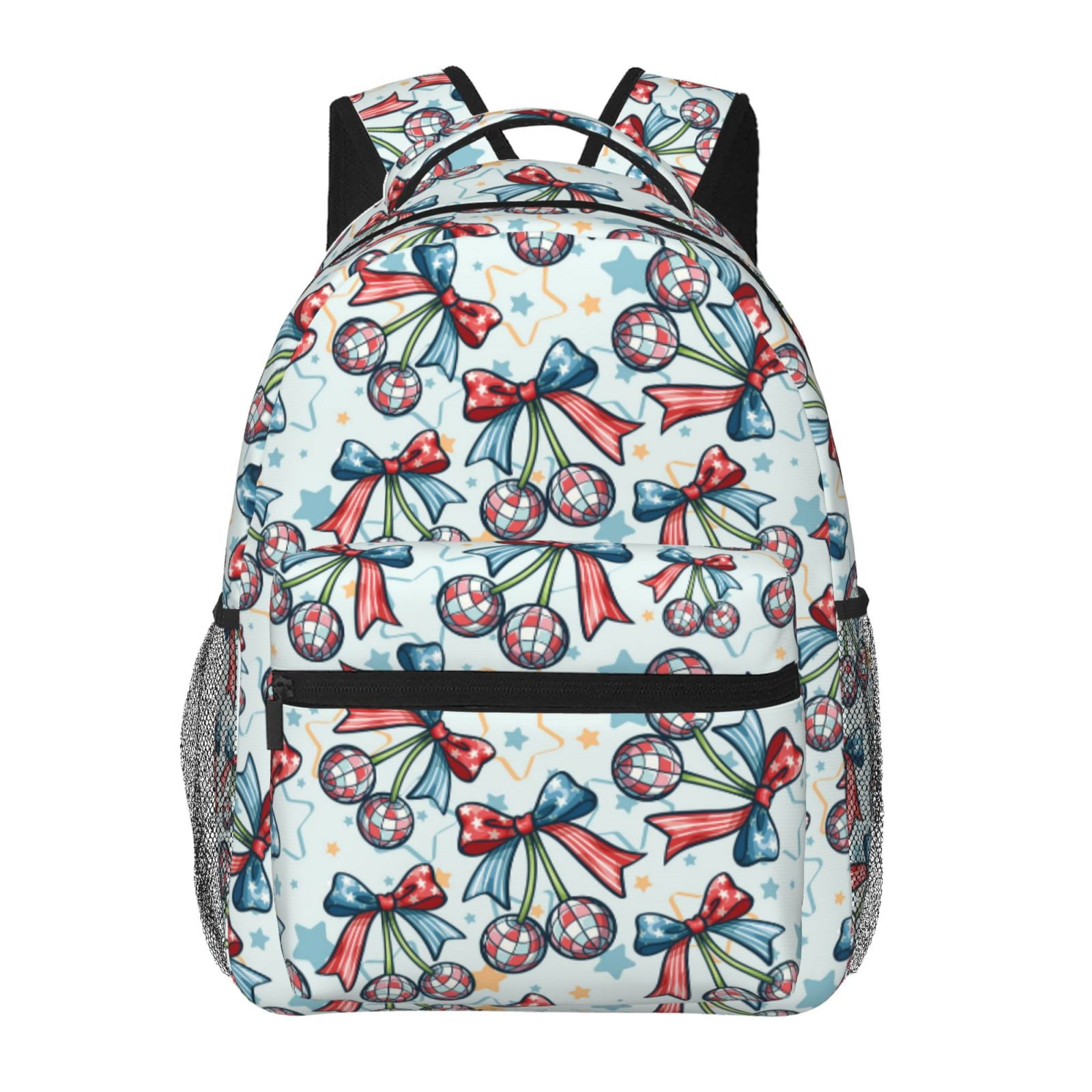 Zeuib Disco Ball Cherry With Bow Laptop Backpack Casual Travel Backpack ...