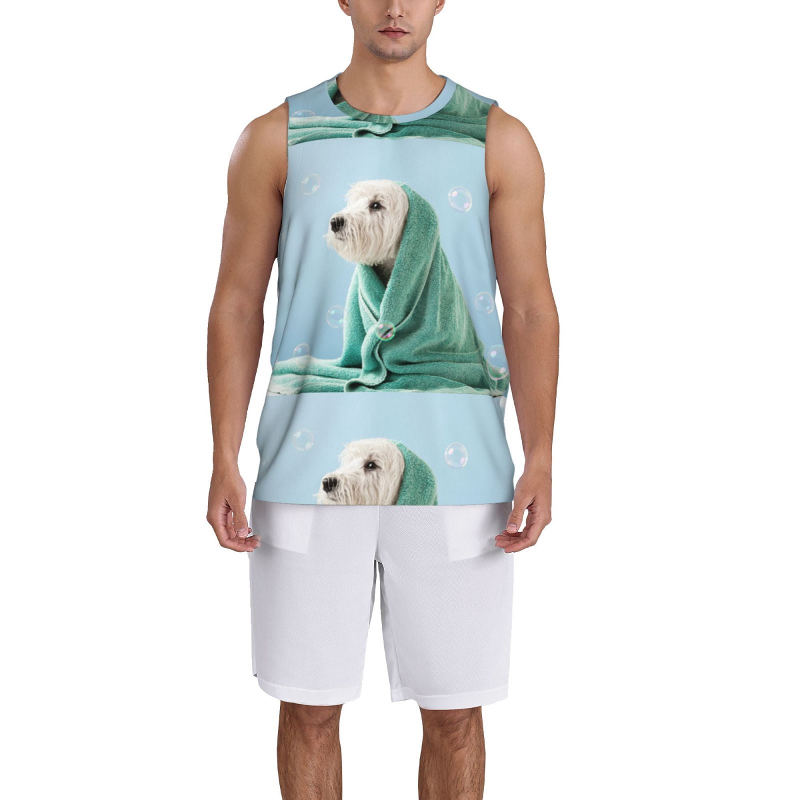 Zeuib Dog Wrapped in Towel Jersey Shirt for Men,Mesh Athletic Practice ...