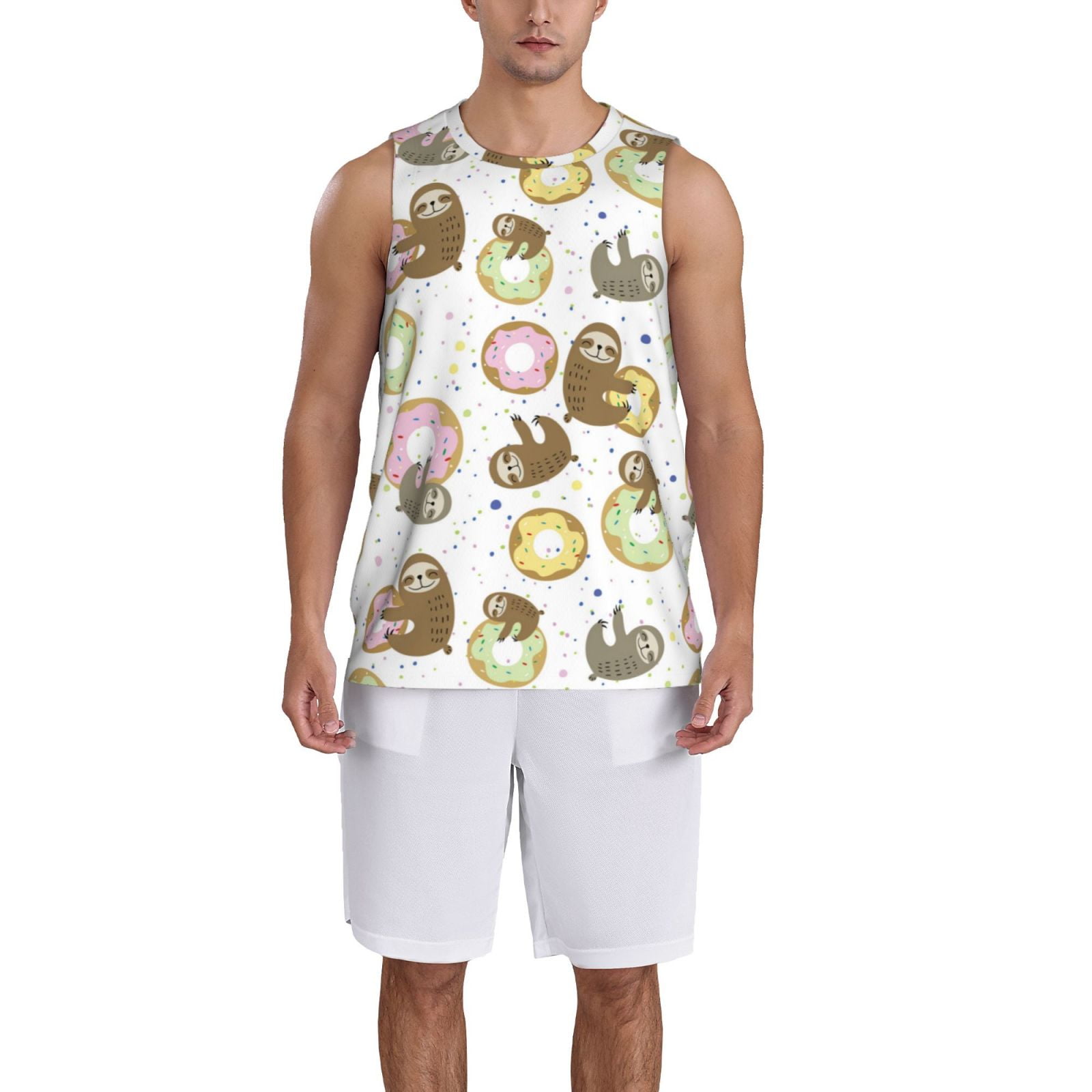 Zeuib Donut Sloth Jersey Shirt for Men,Mesh Athletic Practice Sports ...