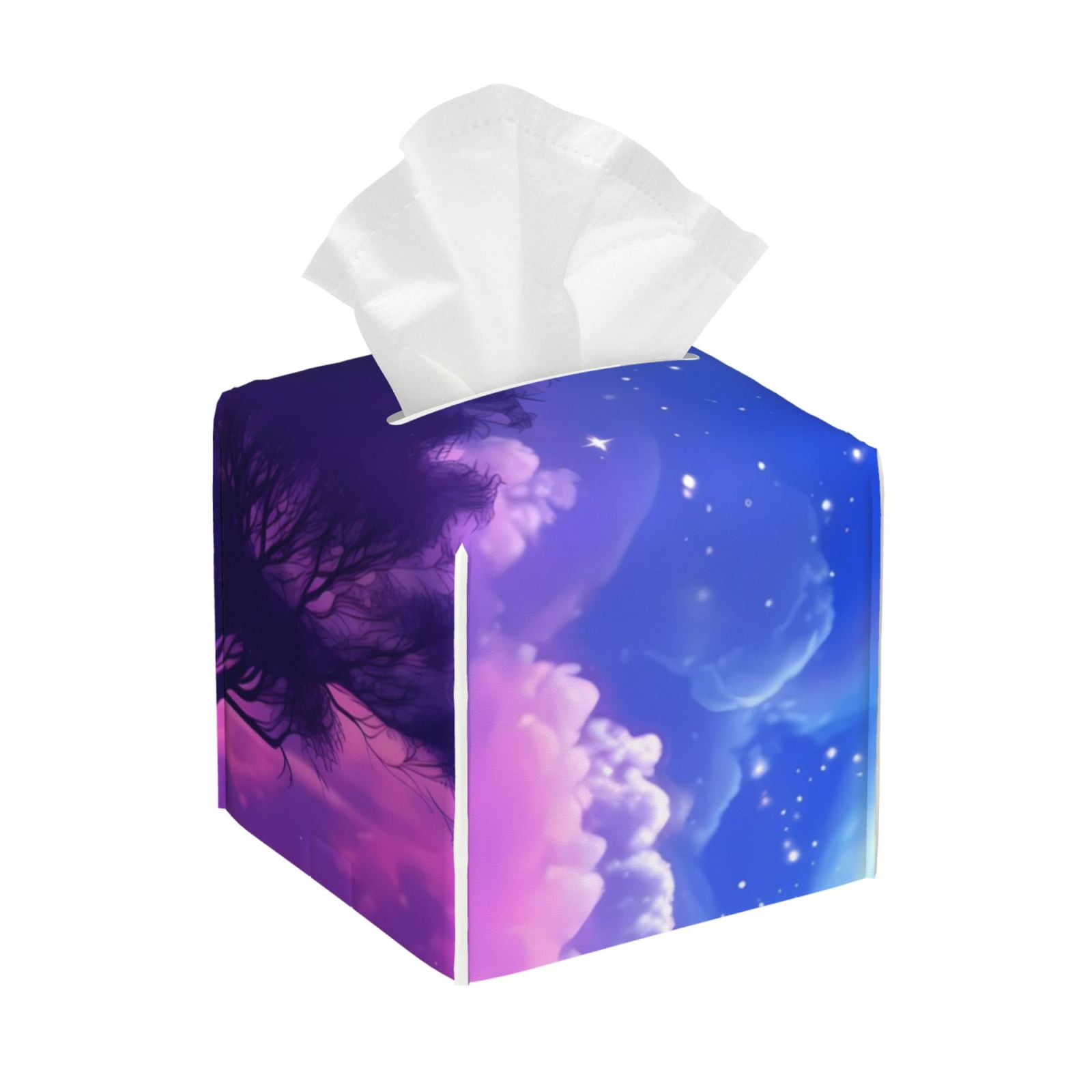 Zeuib Dreamy Colorful Starry Sky Print Tissue Box Cover,PU Leather ...