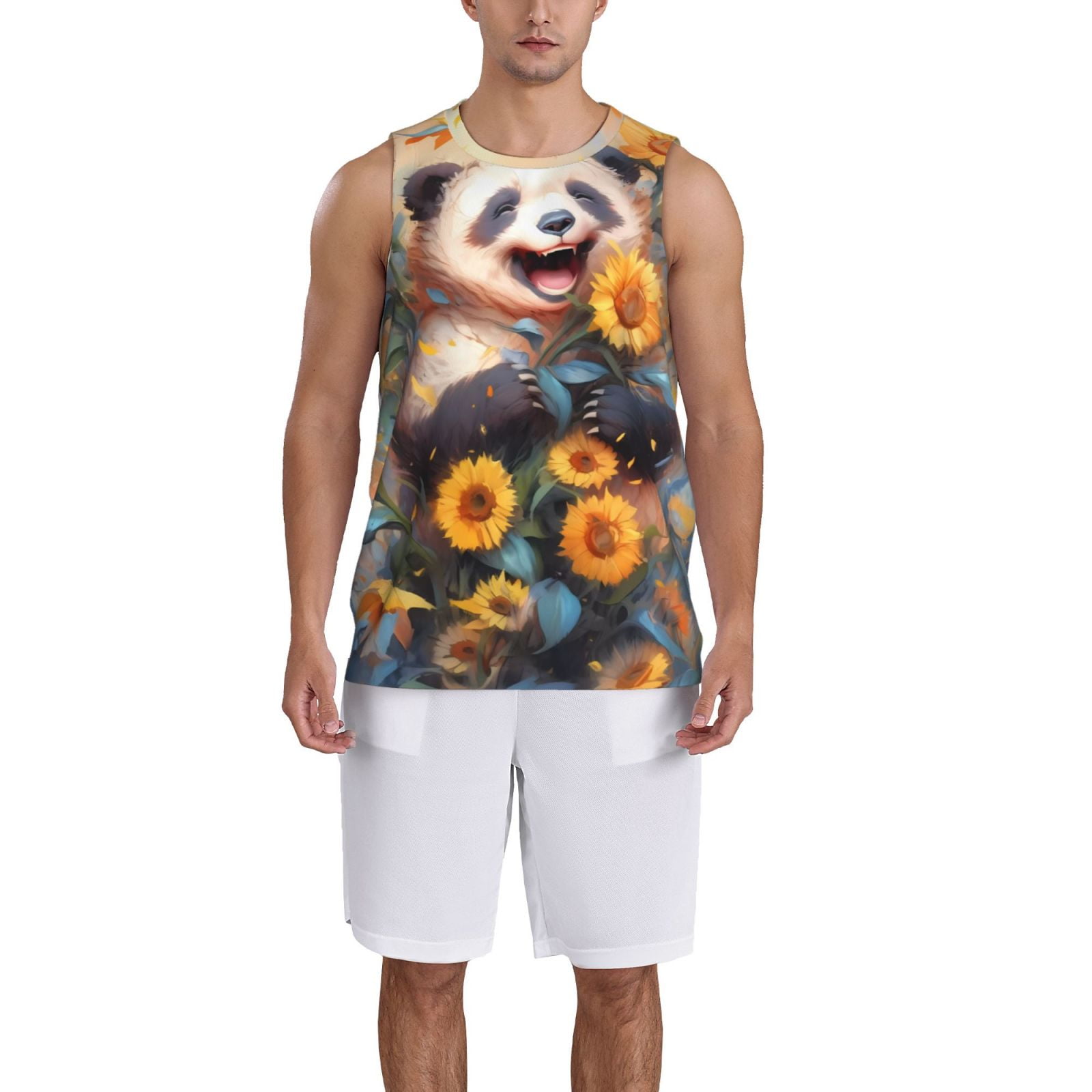 Zeuib Elegant Cute Panda Sunflower Jersey Shirt for Men,Mesh Athletic ...
