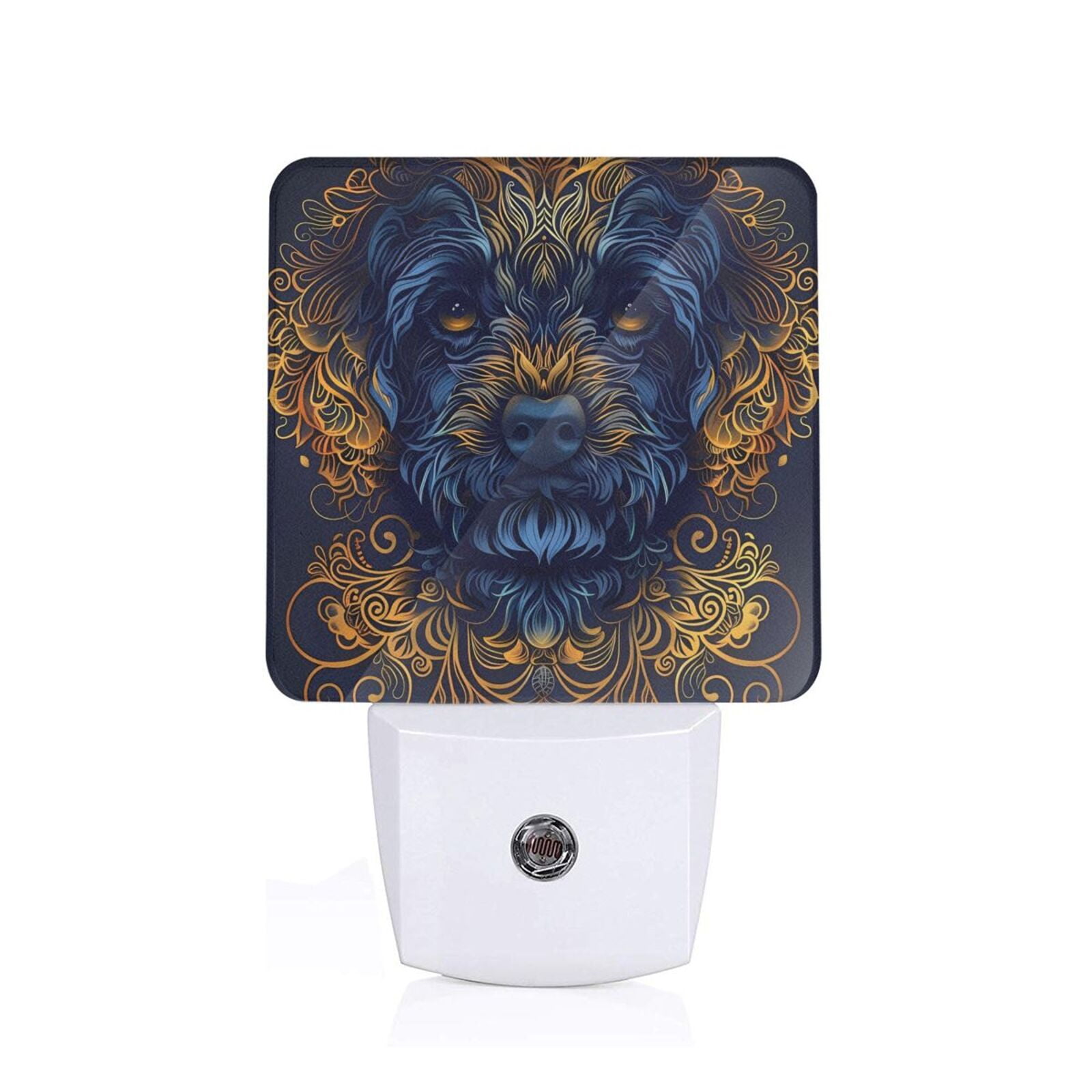 Zeuib Elegant Dog Mandala Art LED Night Light,Plug in Night Light with ...