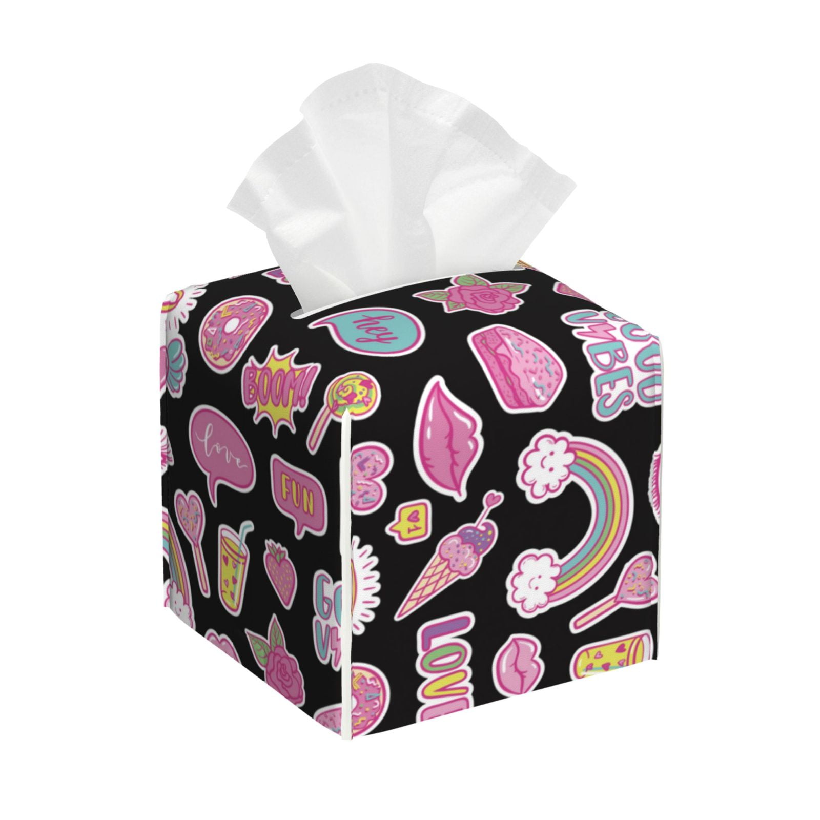 Zeuib Elements Print Tissue Box Cover,PU Leather Tissue Holder,Square ...