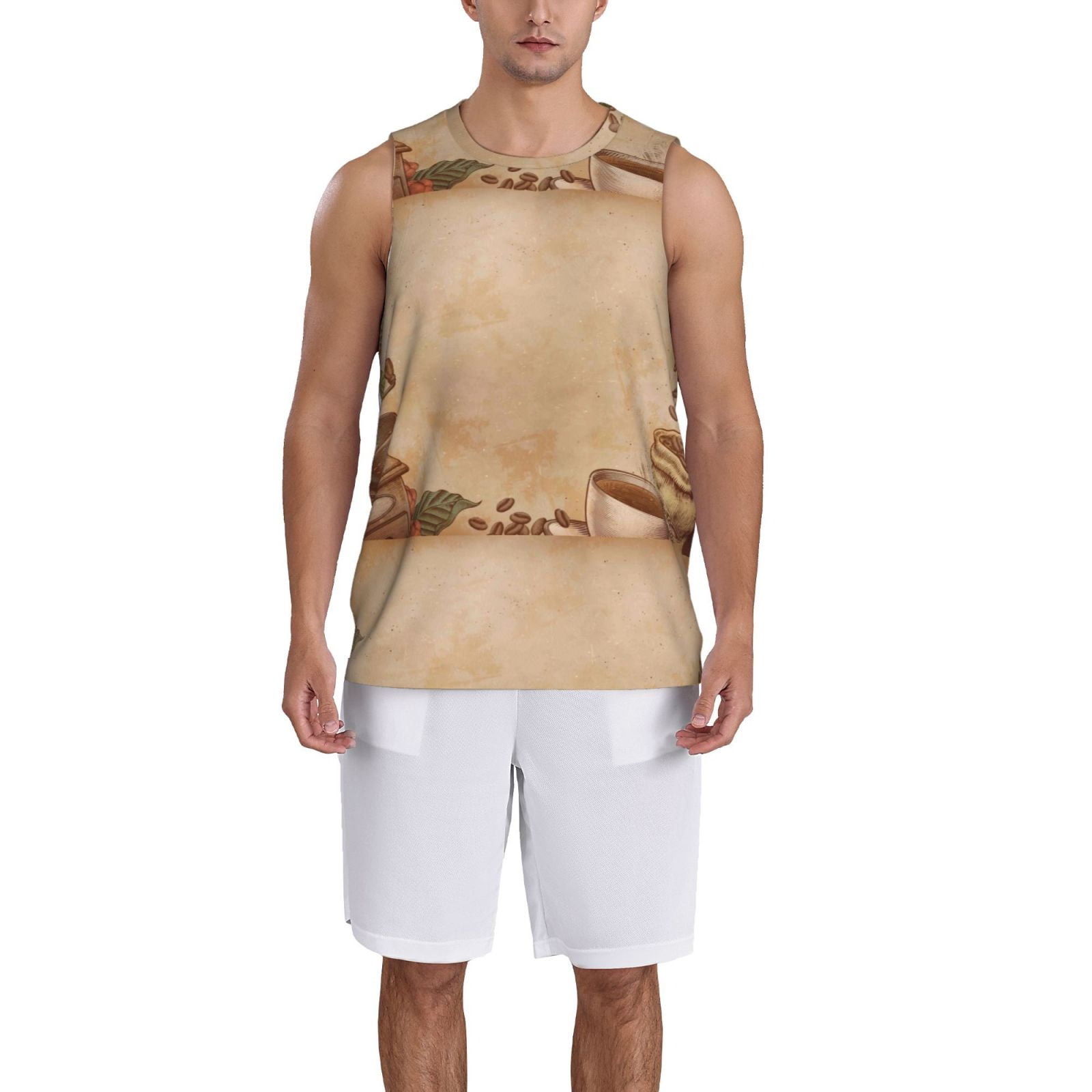 Zeuib Engraved Coffee On Kraft Paper Jersey Shirt for Men,Mesh Athletic ...