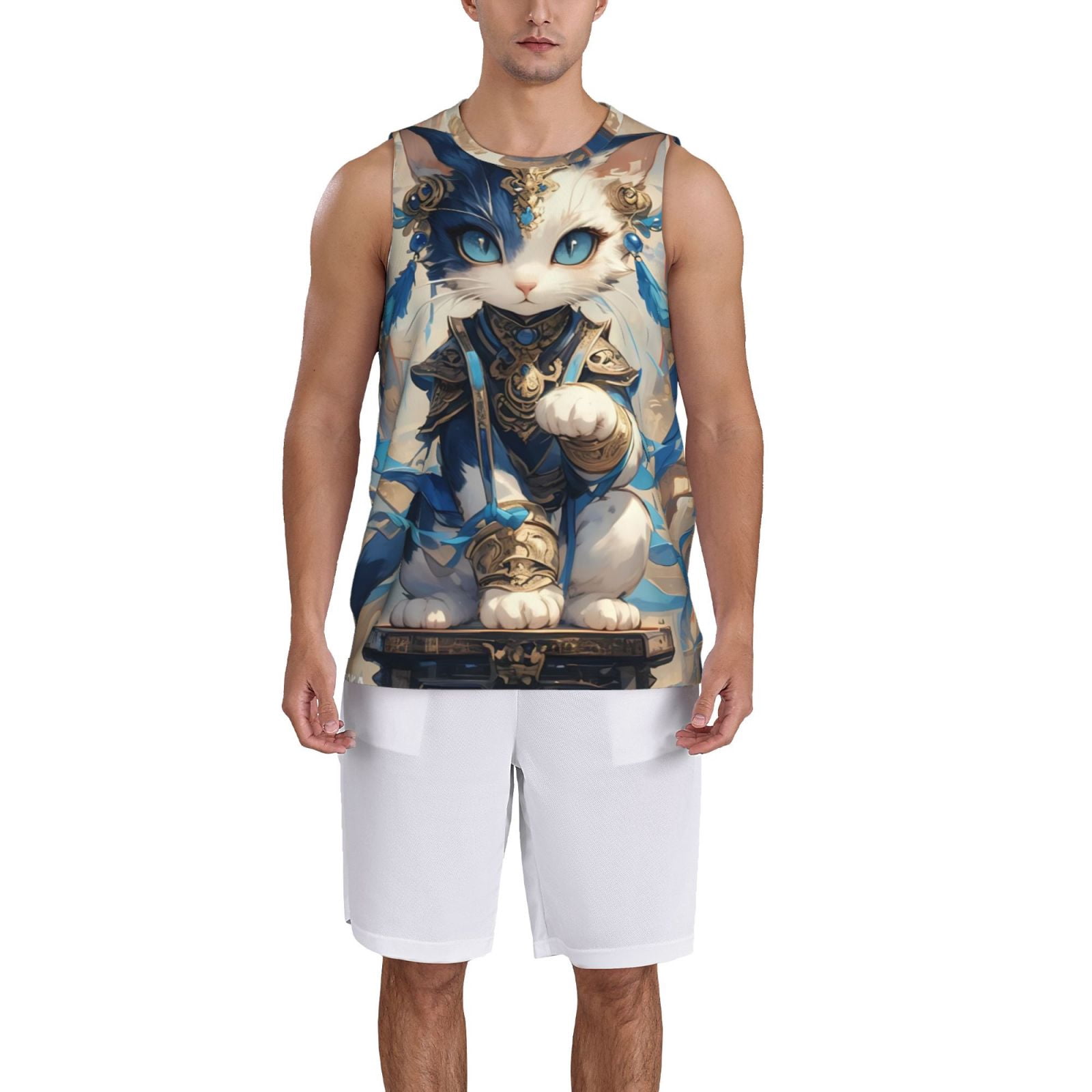 Zeuib Exotic Blue Cat Jersey Shirt for Men,Mesh Athletic Practice ...