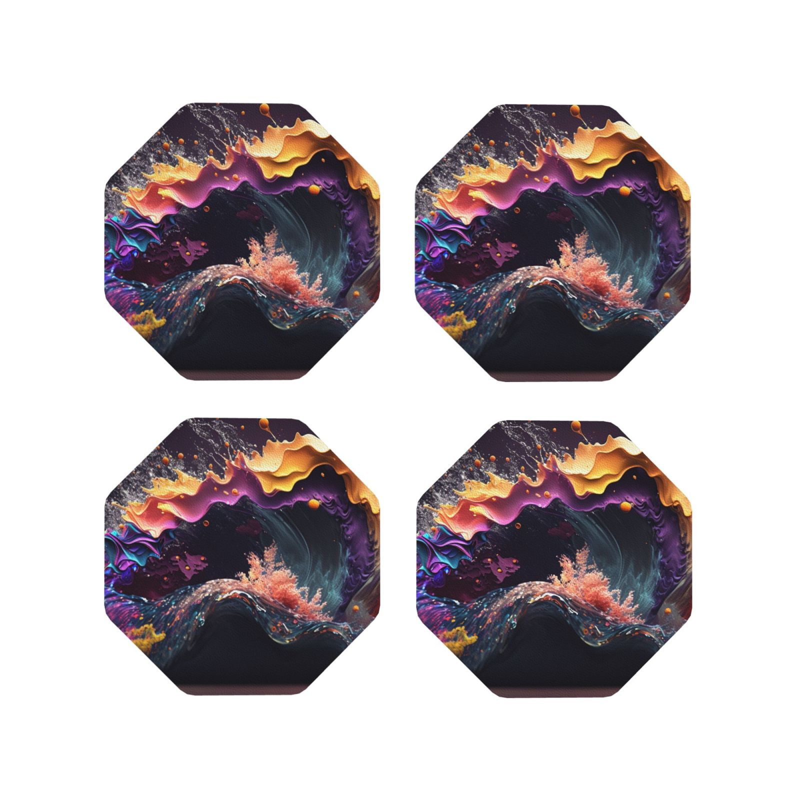 Zeuib Explosive Fluid Splash Art Print Set of 4 Coasters for Drinks ...