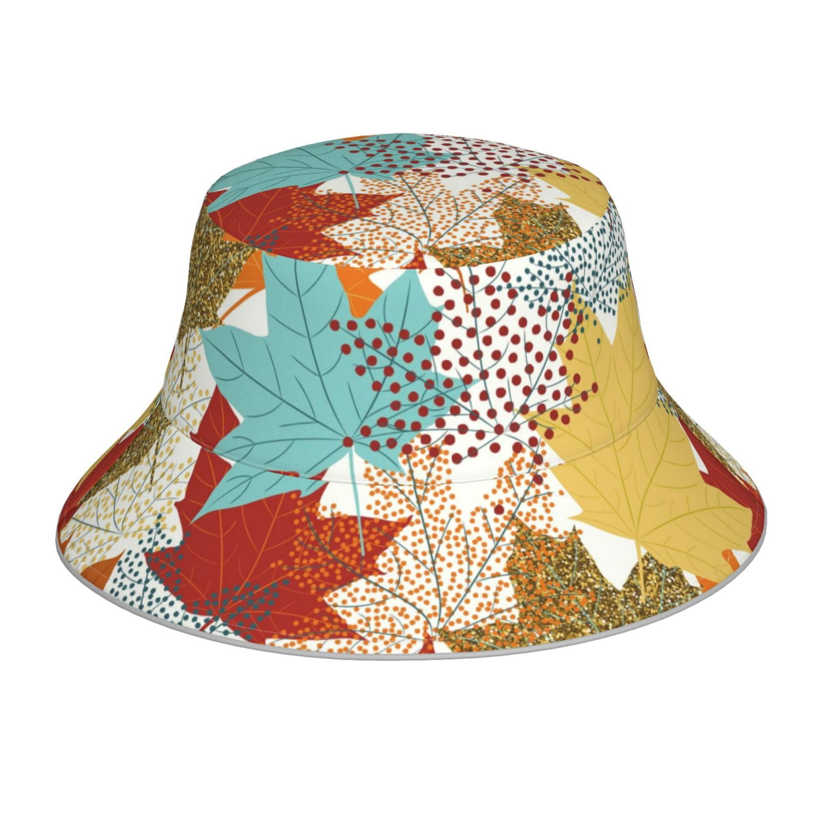 Zeuib Fall Maple Leaves Reflective Bucket Hat, UV Protection, Wide Brim ...