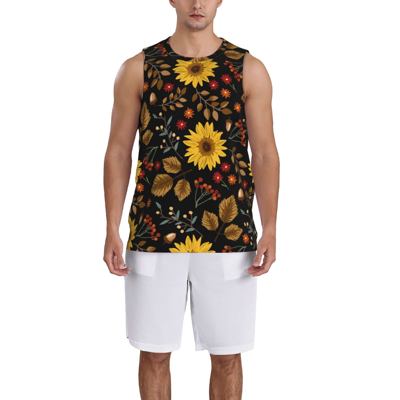 Zeuib Fall Sunflowers Leaves Jersey Shirt for Men,Mesh Athletic ...