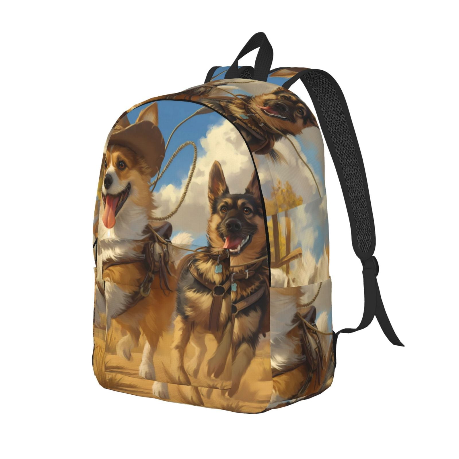Zeuib Farm Corgi German Shepherd Stylish Canvas Laptop Backpack ...