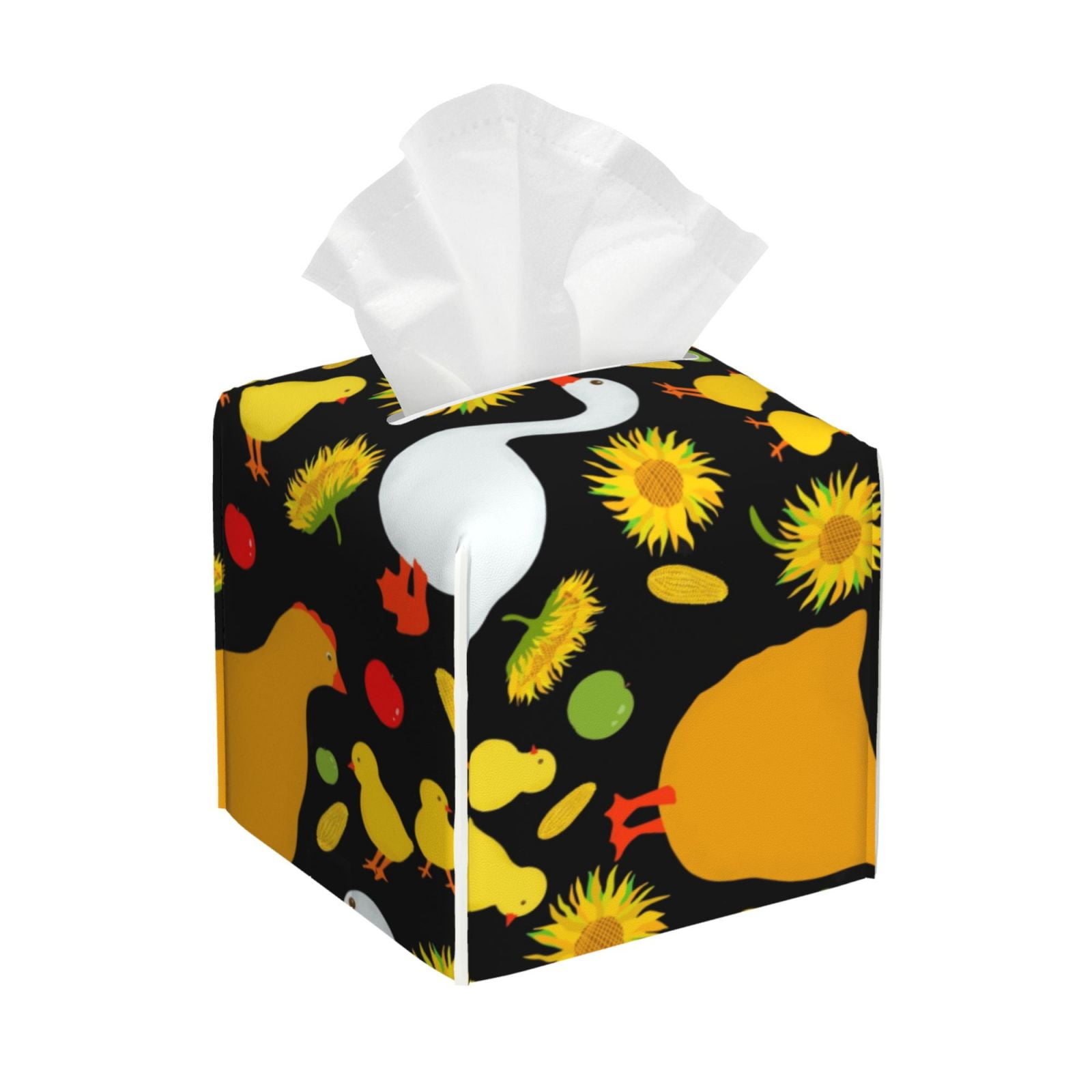 Zeuib Farm Goose Print Tissue Box Cover,PU Leather Tissue Holder,Square ...