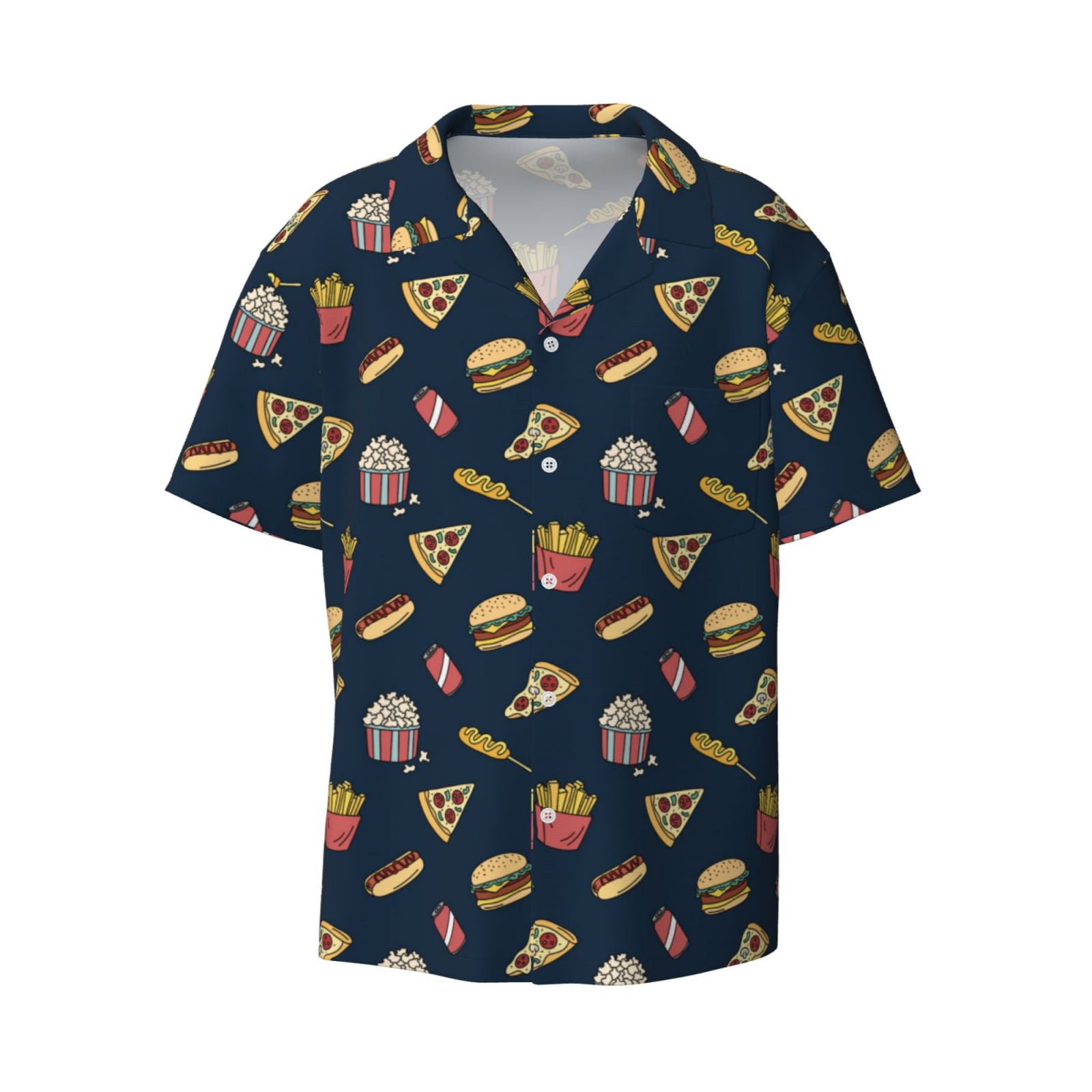 Zeuib Fast Food Men's Short Sleeve Button-Down Shirt: Classic ...
