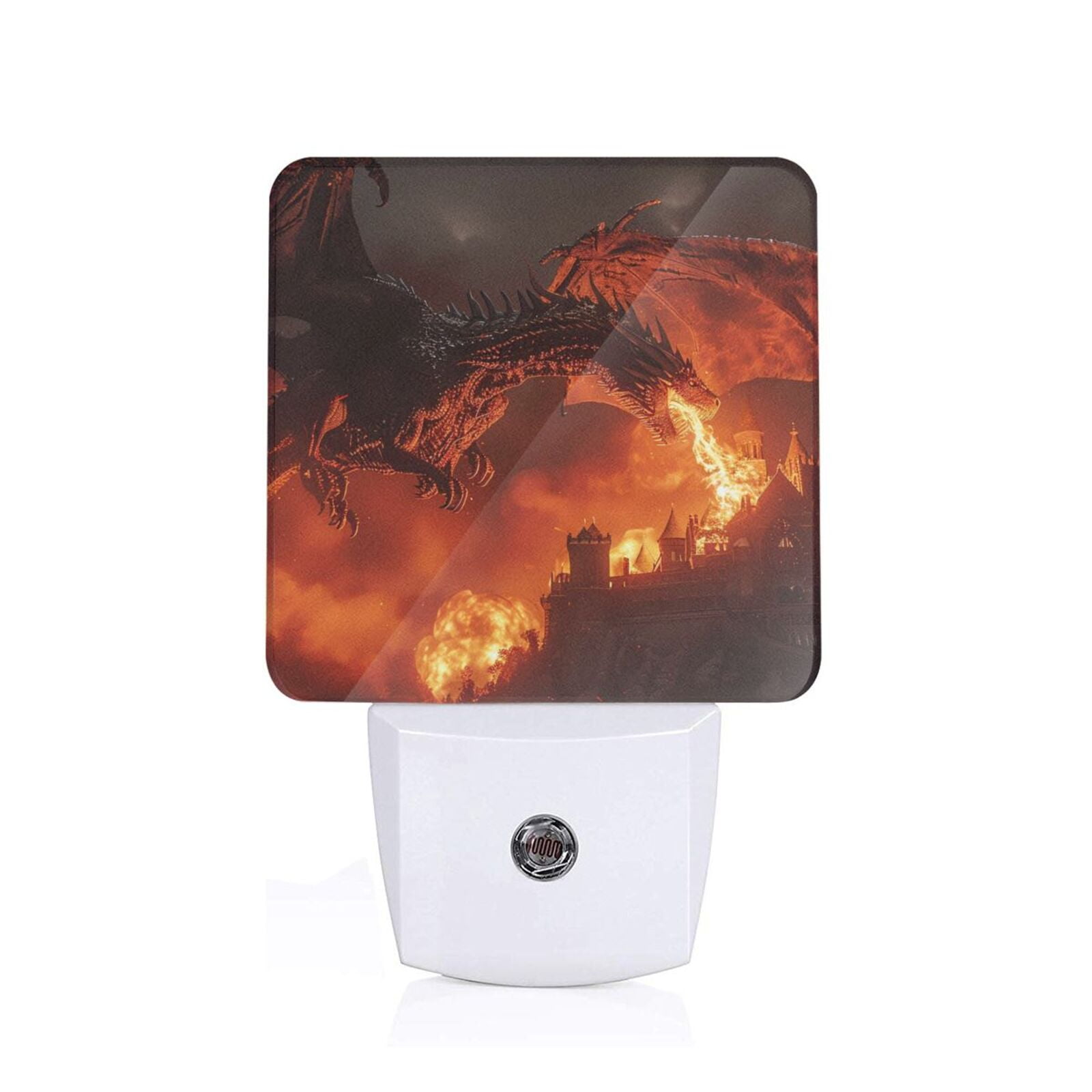 Zeuib Fiery Dragons Castle Attack LED Night Light,Plug in Night Light ...