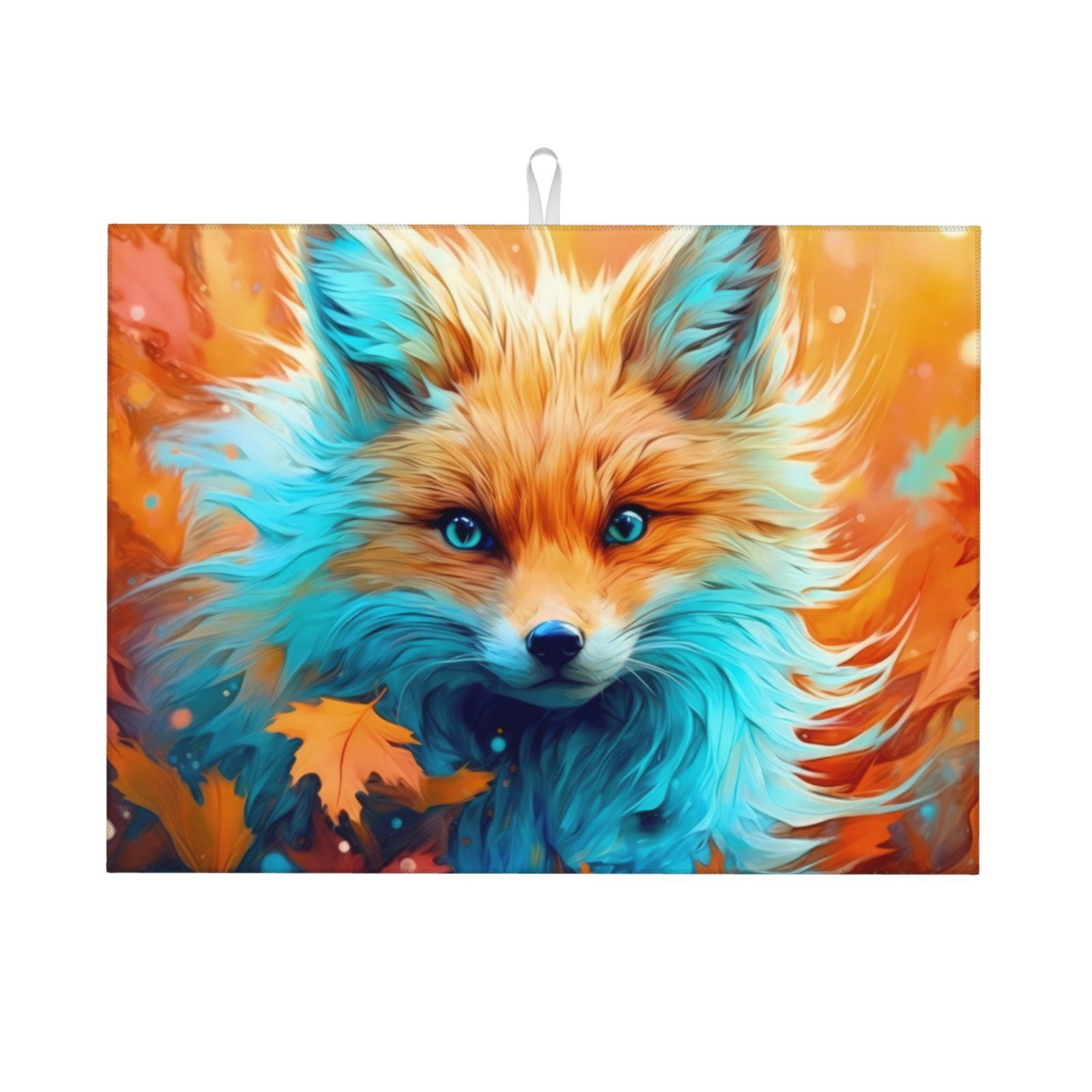 Zeuib Fiery Red Maple Leaf Fox Dish Drainer Kitchen Counter, Kitchen ...