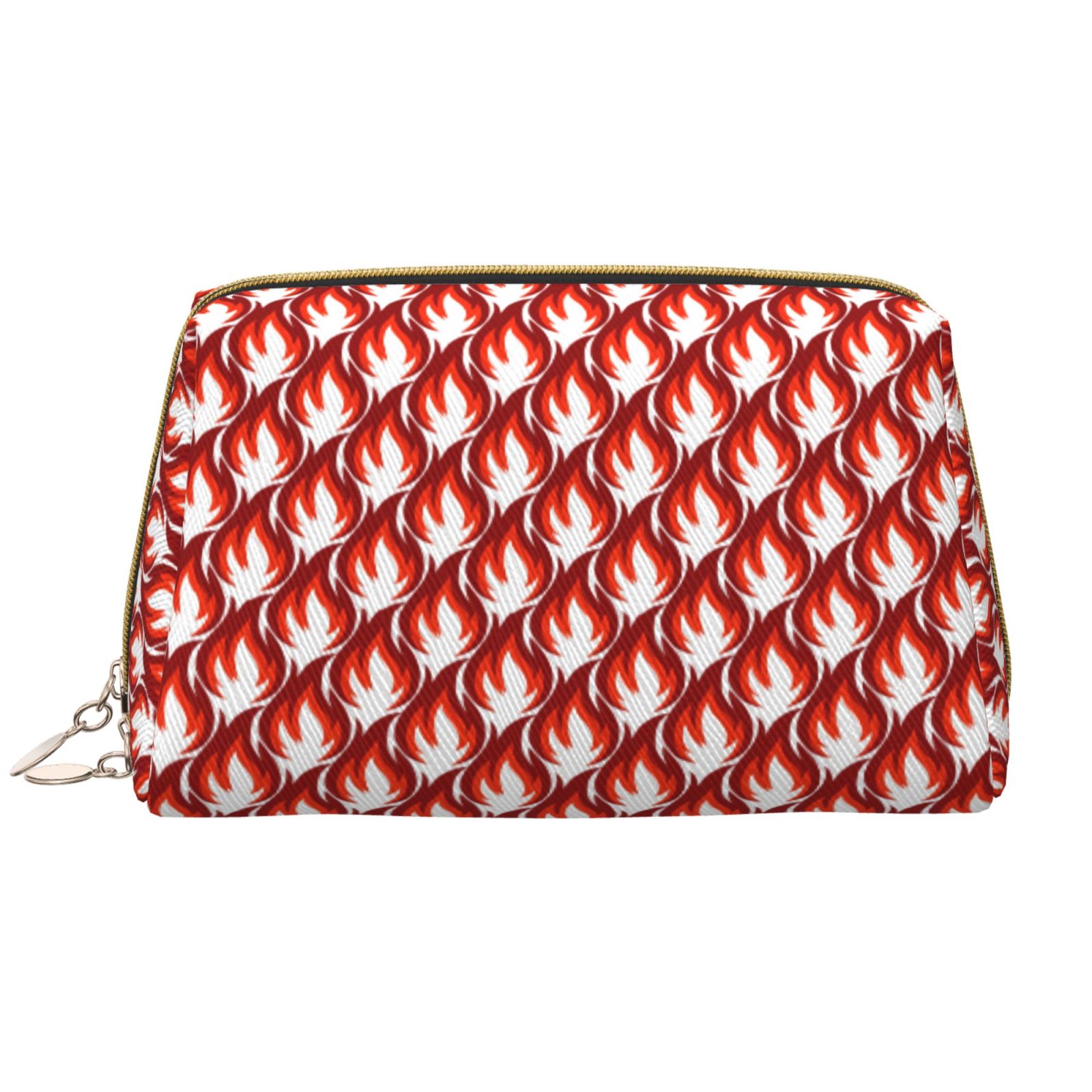 Zeuib Fire Symbols Printed Leather Makeup Bag,Cosmetic Pouch,Travel ...