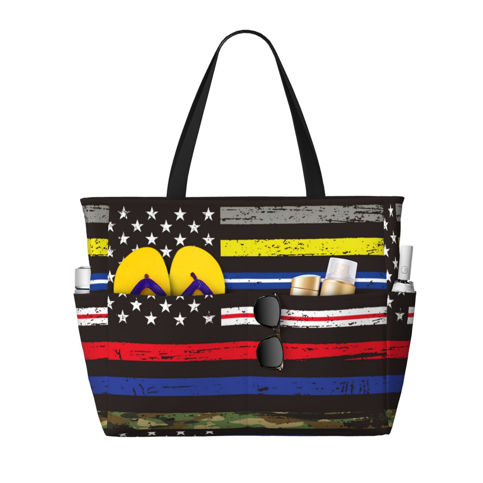 Zeuib First Responder American Flag Print Beach Bag for Women ...