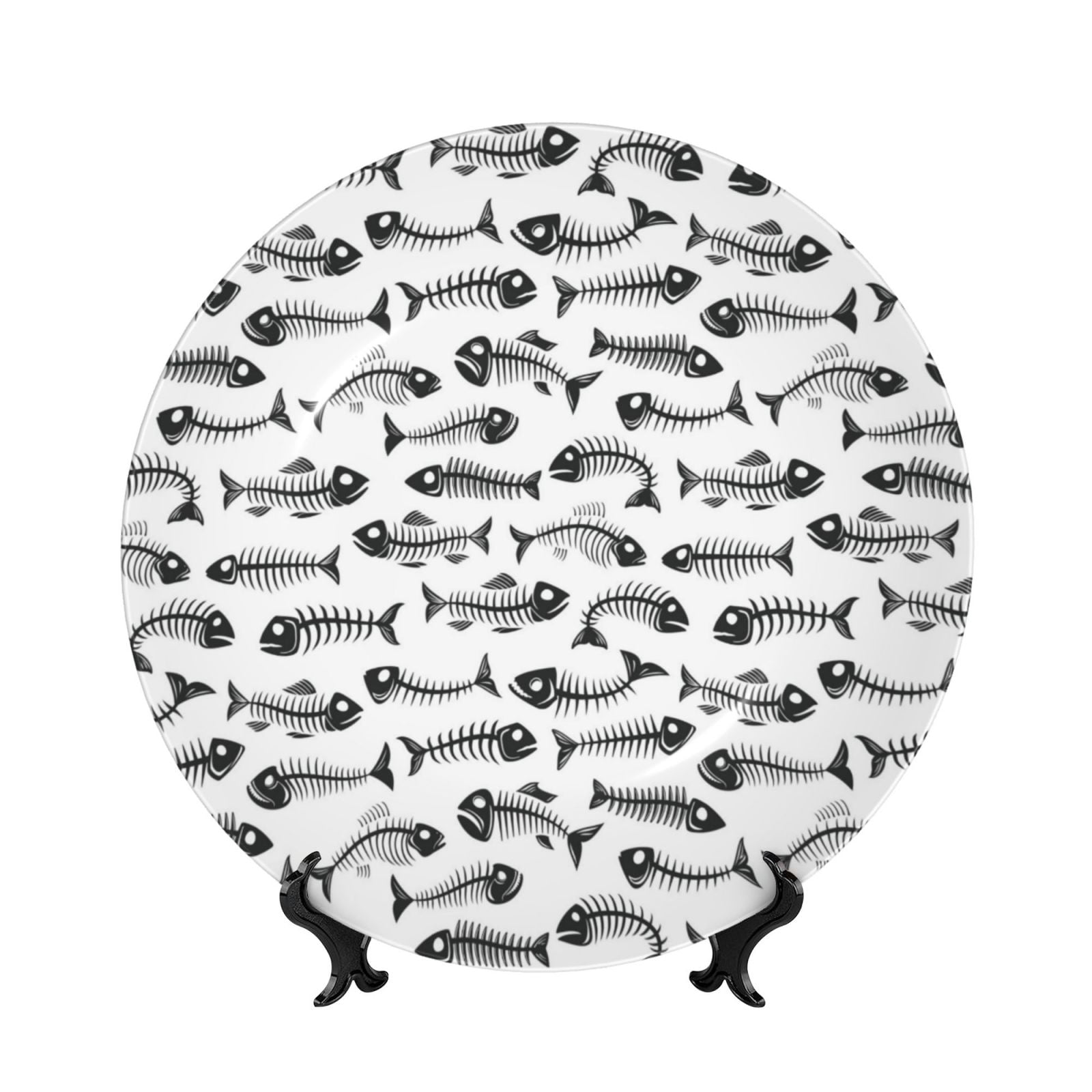 Zeuib Fish Bones Print Decorative Plate for Display, Bone China ...