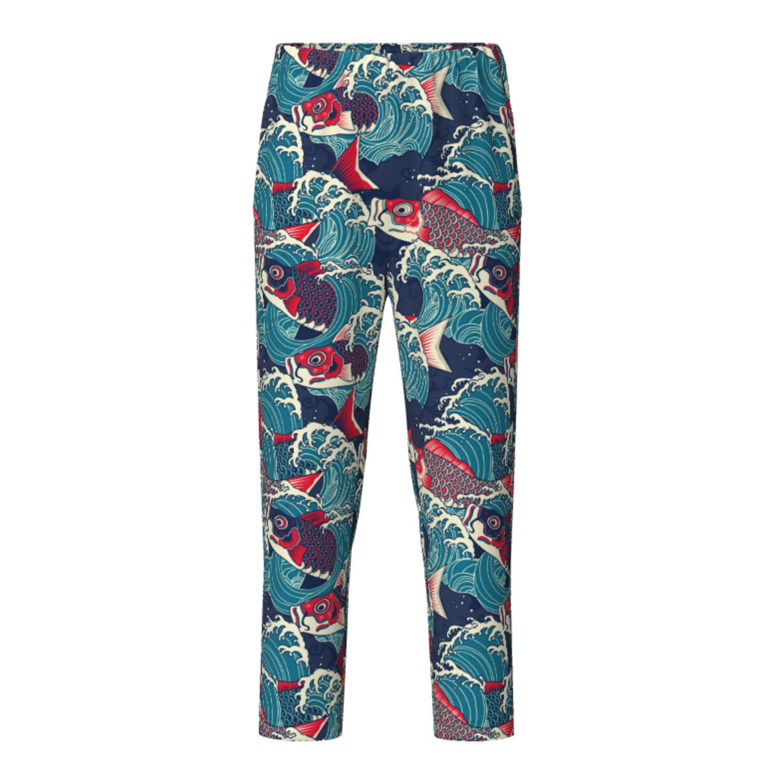 Zeuib Fish In The Wave Print Pajama Pants for Girls Boys,PJ Bottoms for ...