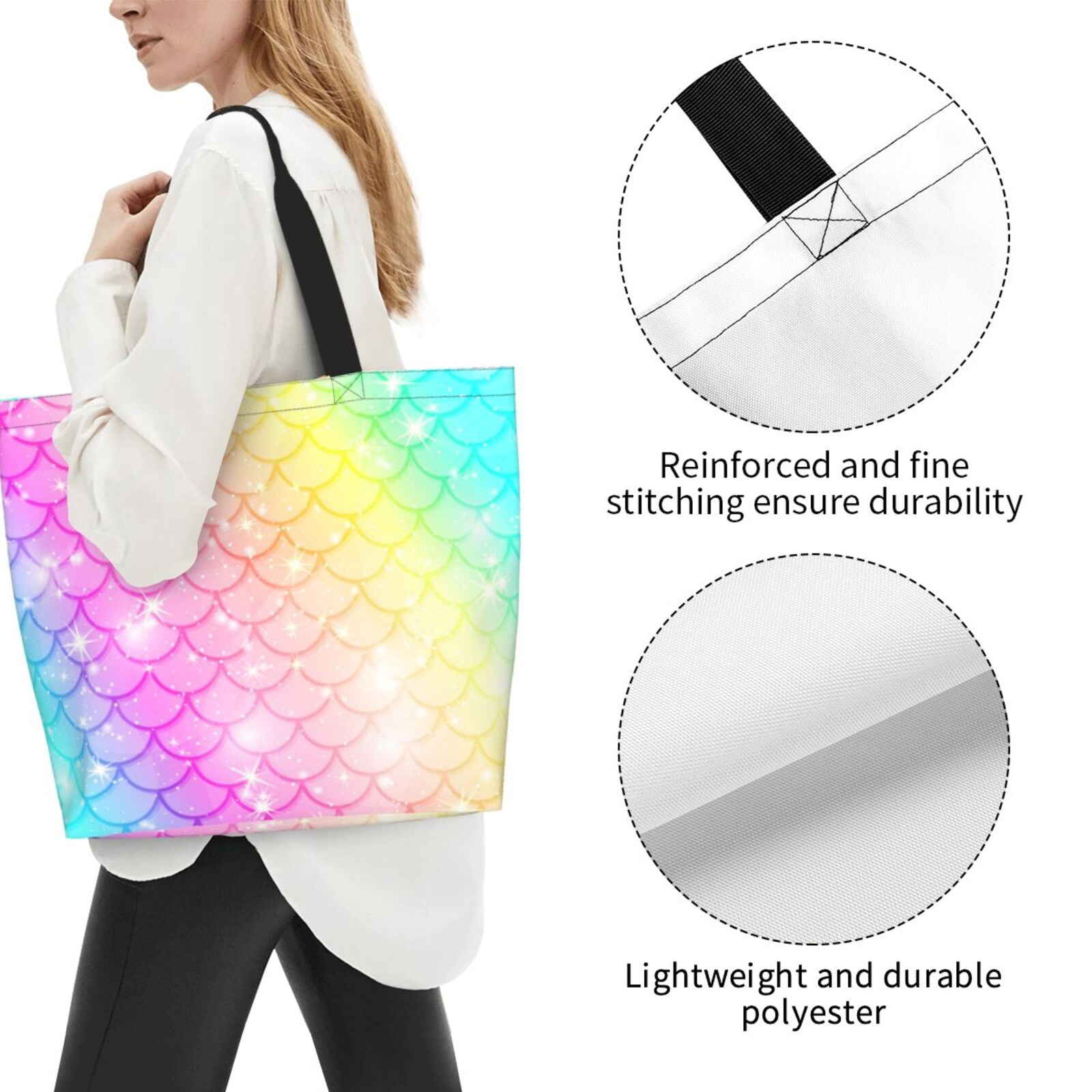 Zeuib Fish Scale Print Laptop Tote Bag for Women,Work Shoulder Bags ...
