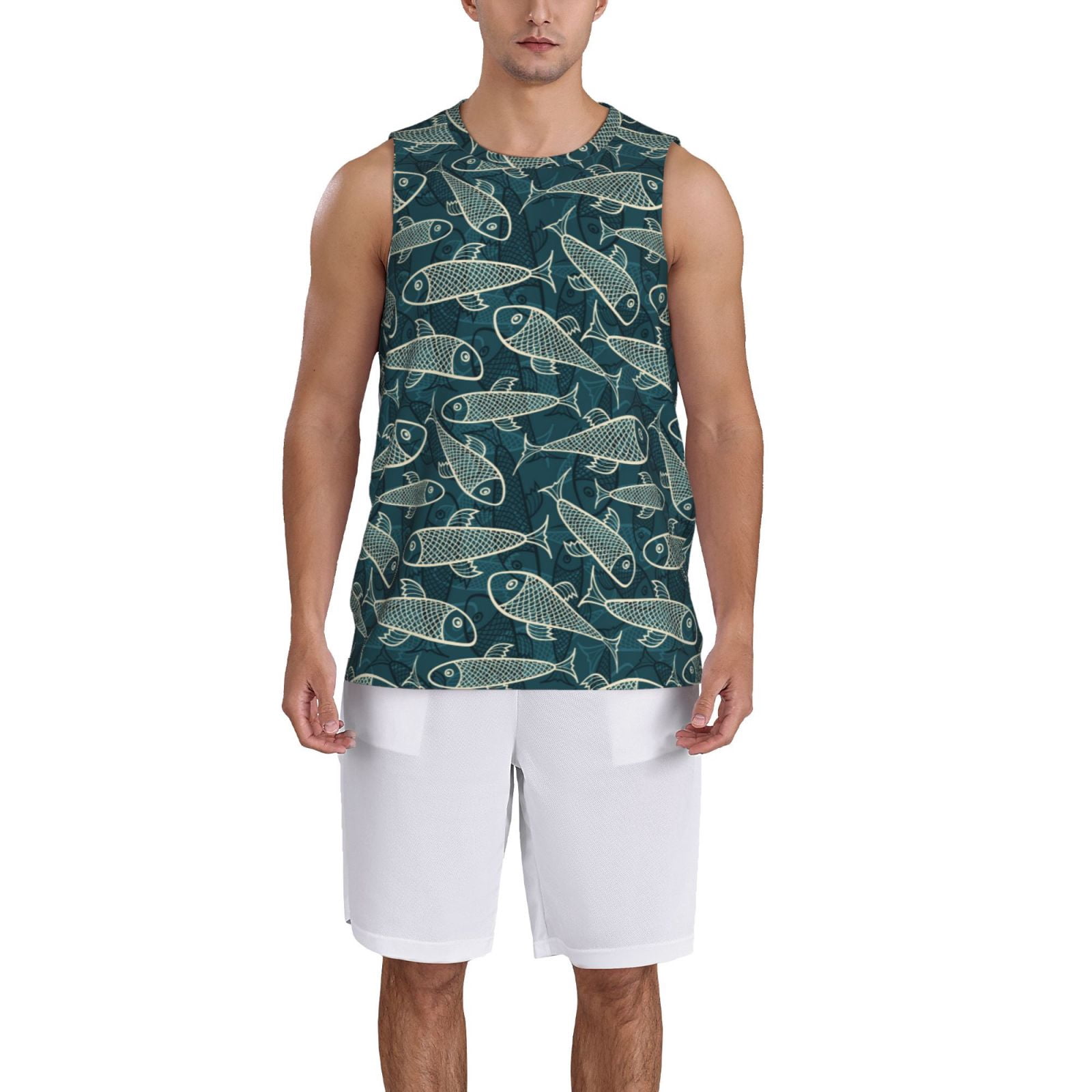 Zeuib Fish Style Jersey Shirt for Men,Mesh Athletic Practice Sports ...