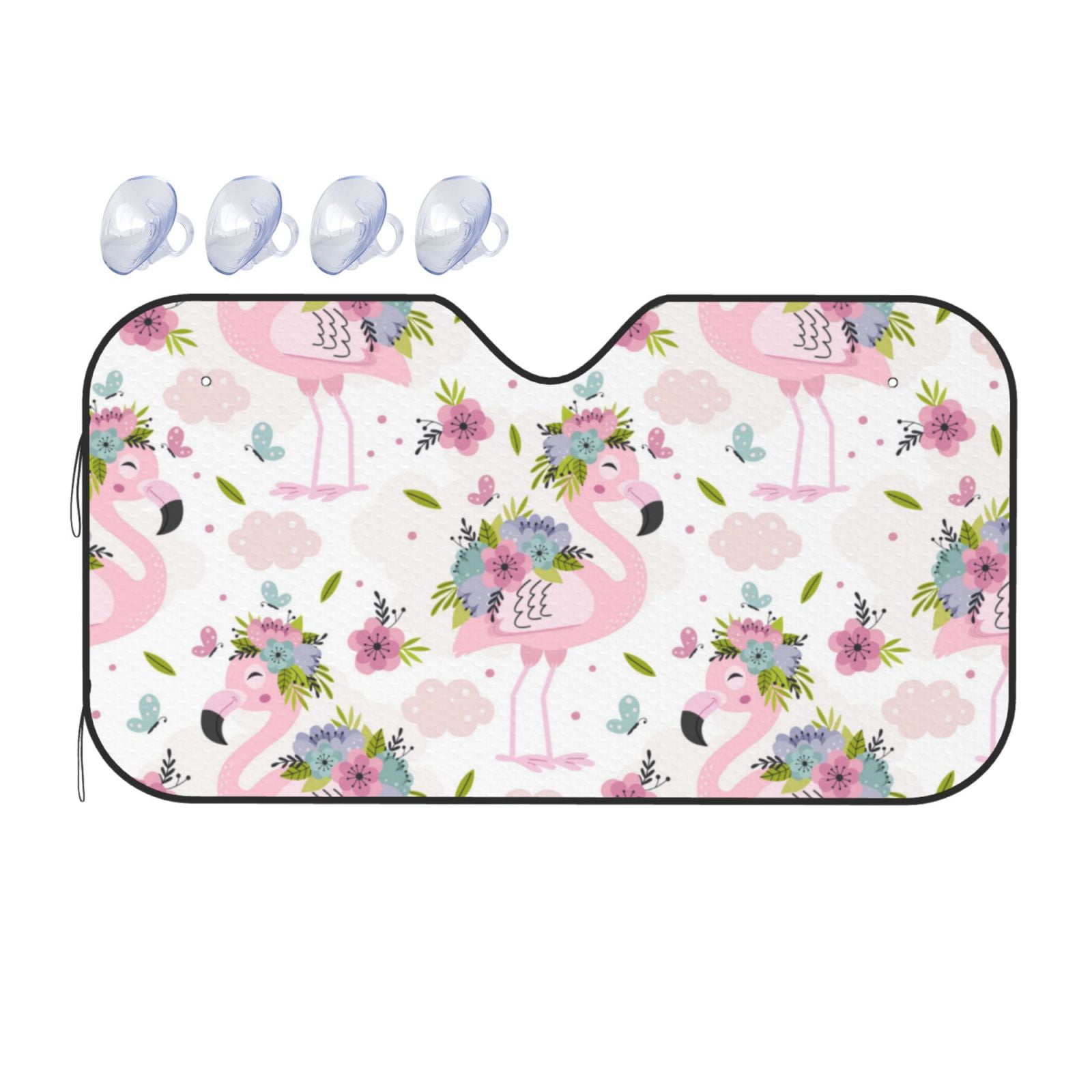 Zeuib Flamingo And Flowers Premium Car Sunshade: Superior Sun ...