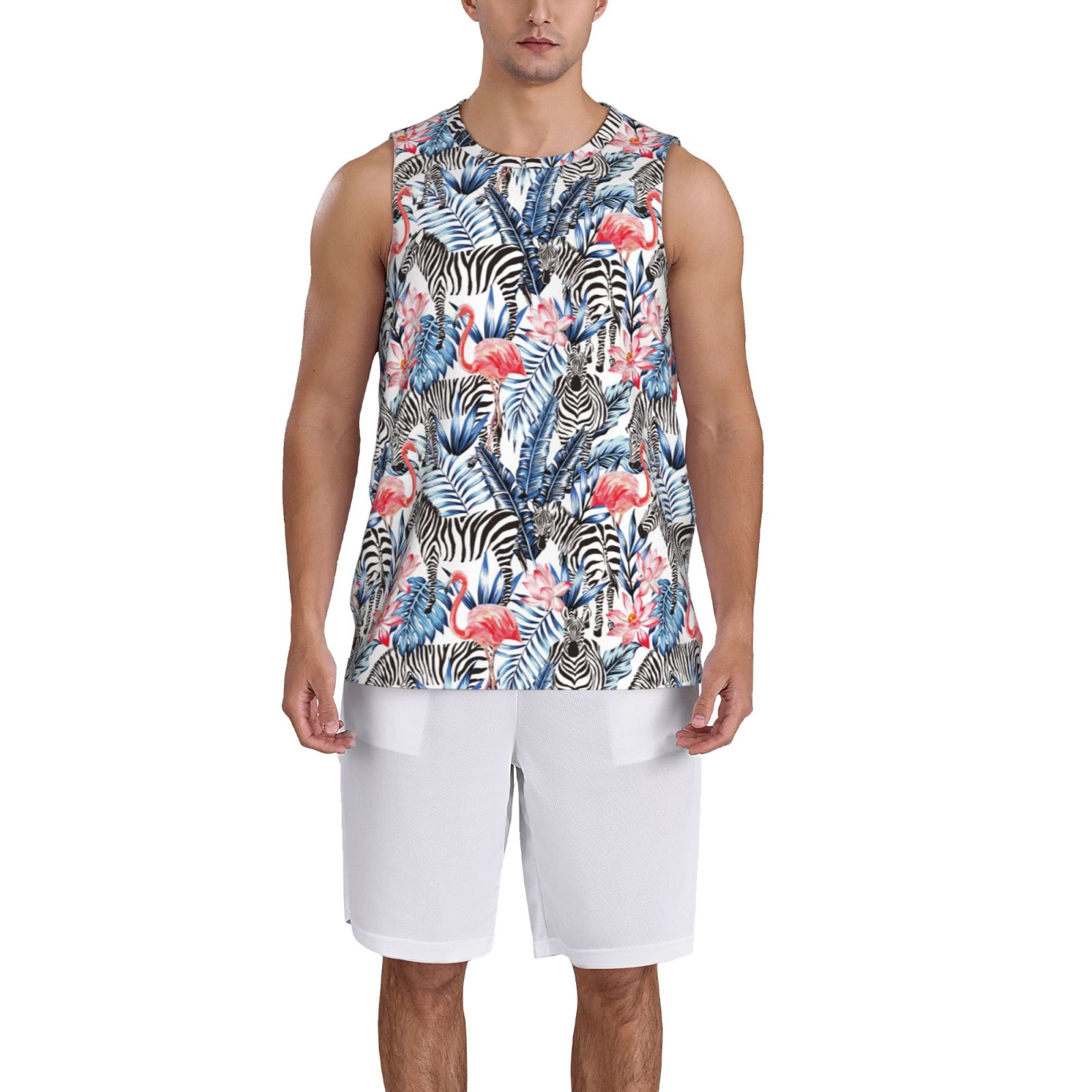 Zeuib Flamingo And Zebra Jersey Shirt for Men,Mesh Athletic Practice ...