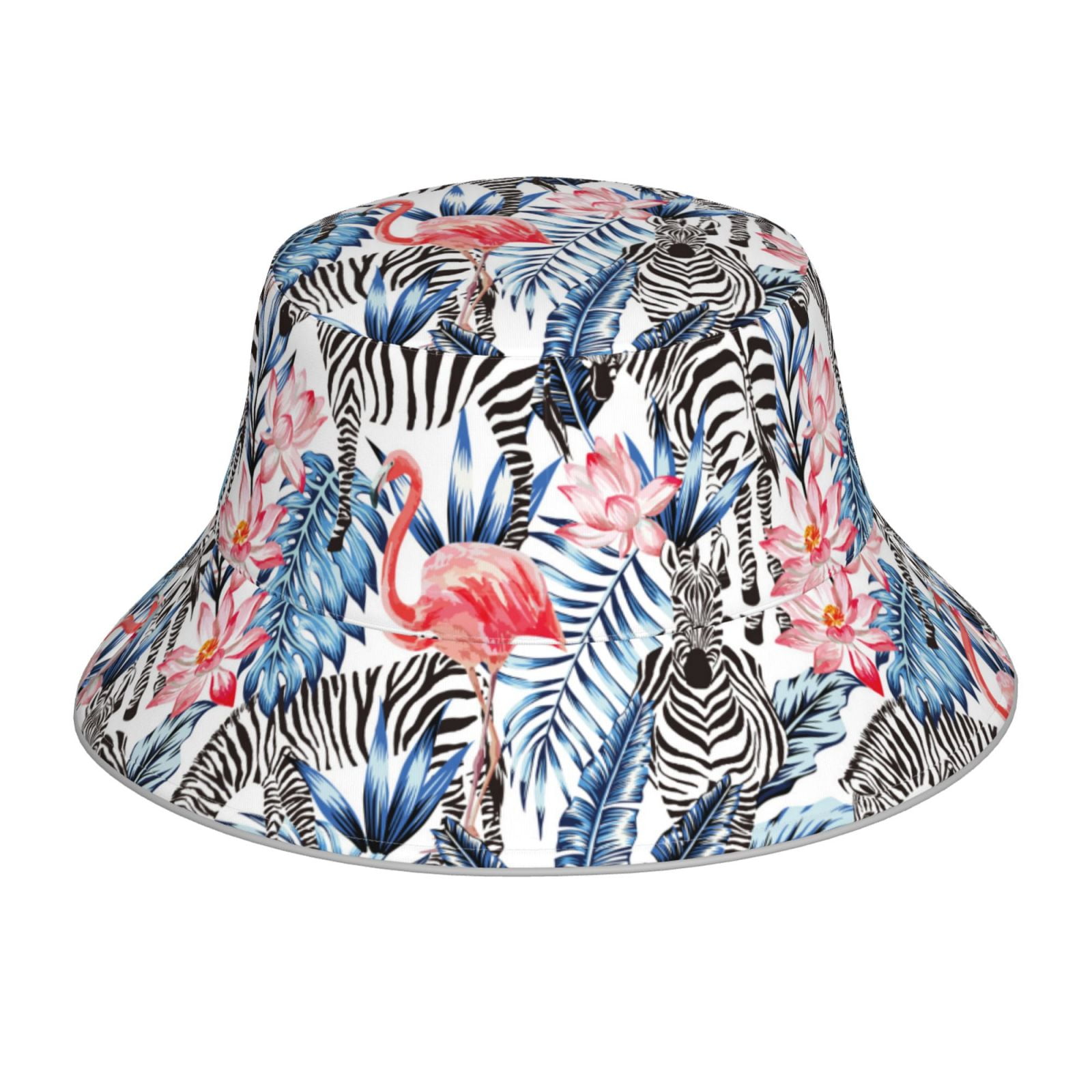 Zeuib Flamingo And Zebra Reflective Bucket Hat, UV Protection, Wide ...