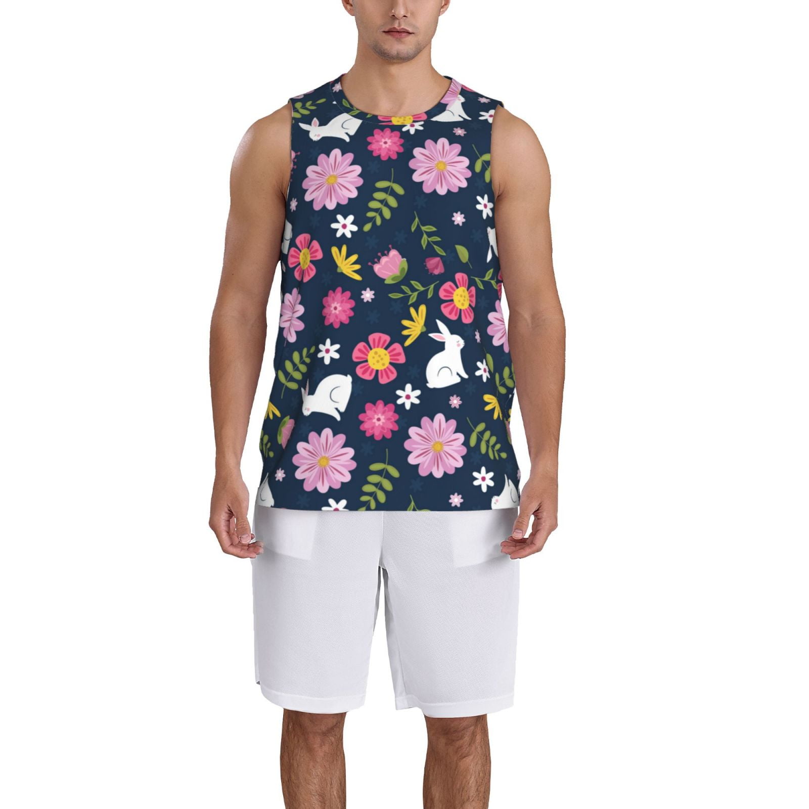 Zeuib Floral Rabbit Jersey Shirt for Men,Mesh Athletic Practice Sports ...