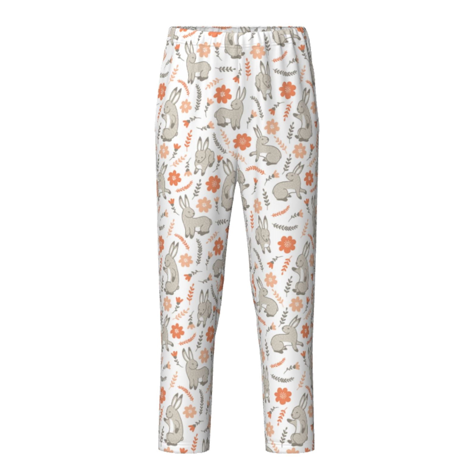 Zeuib Flower Rabbit Print Pajama Pants for Girls Boys,PJ Bottoms for ...