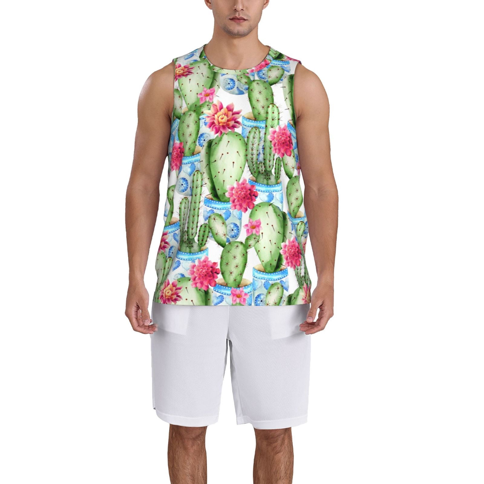 Zeuib Flowers and Cactus Jersey Shirt for Men,Mesh Athletic Practice ...