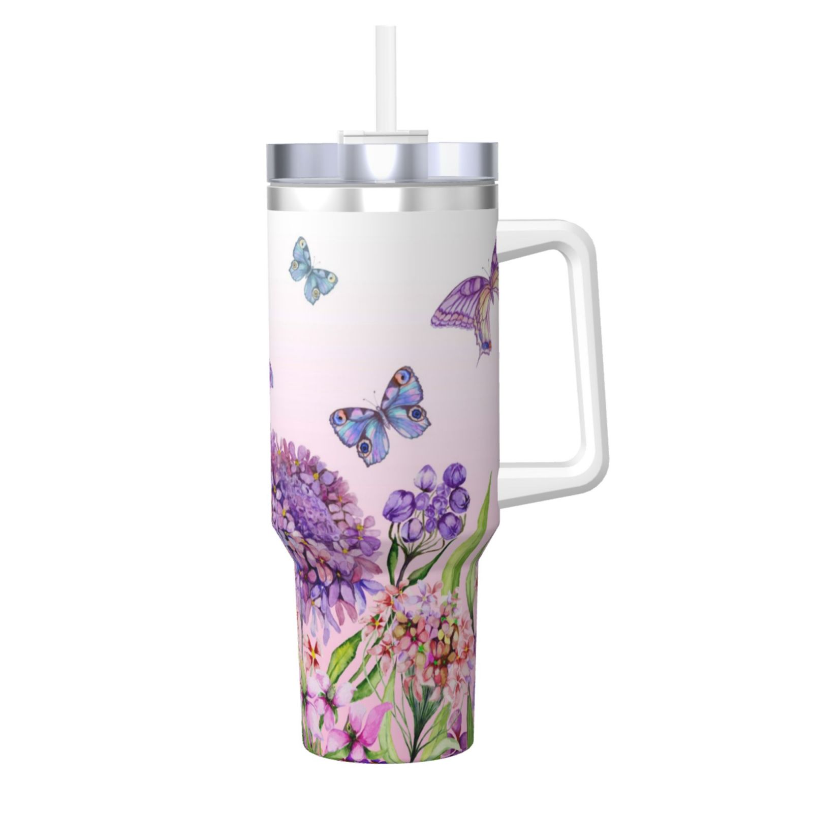 Zeuib Flowers And Colorful Butterflies Printed Insulated Stainless ...