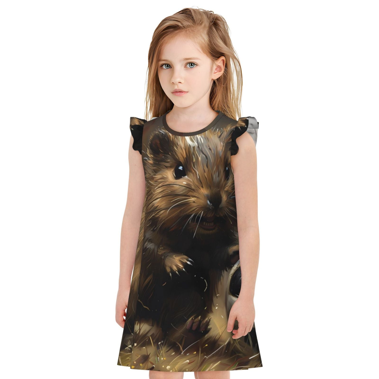 Zeuib Football Loving Hamster Print Girls Nightgowns Girls Pajamas ...