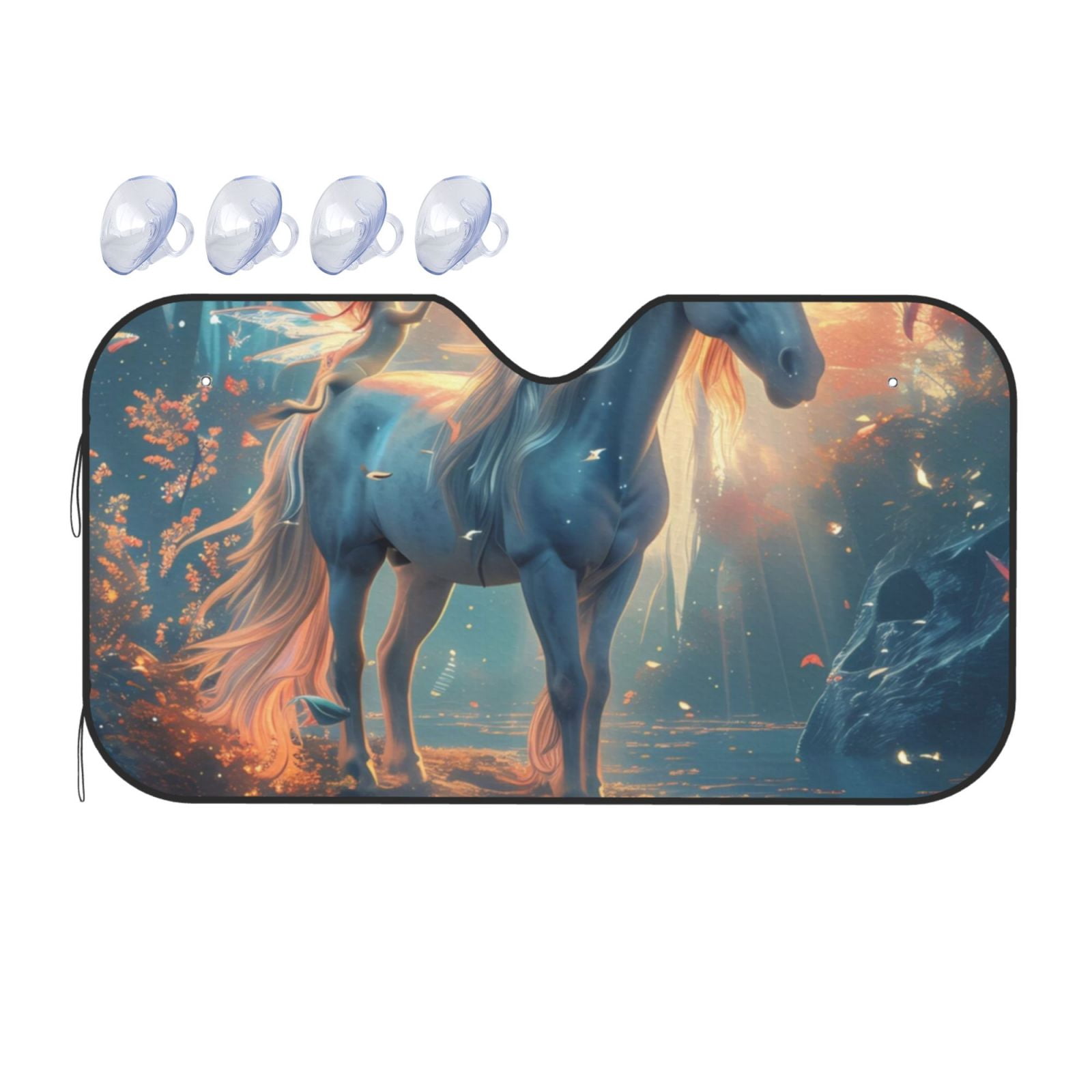 Zeuib Forest Lake White Horse Premium Car Sunshade: Superior Sun ...