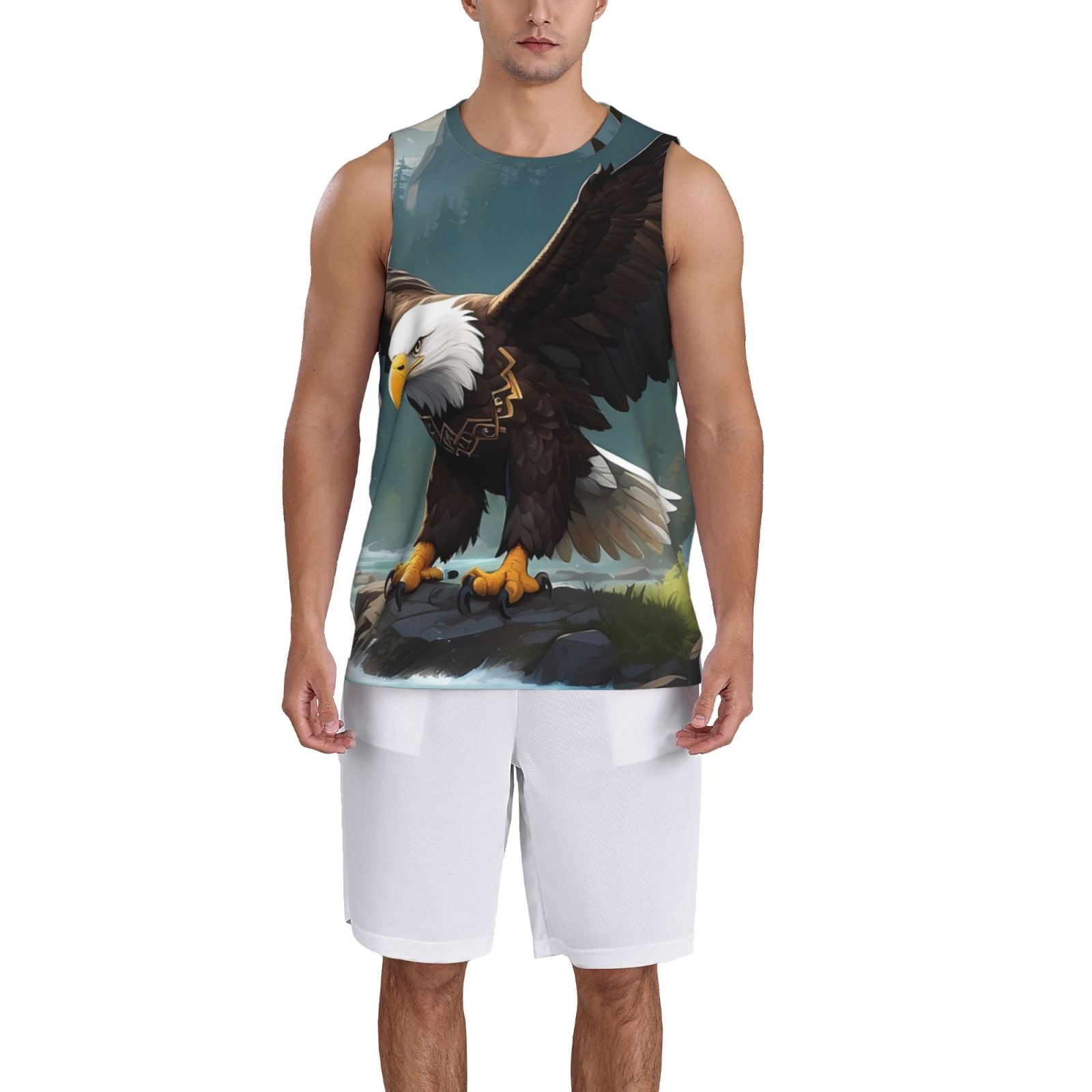 Zeuib Forest River Bald Eagle Jersey Shirt for Men,Mesh Athletic ...
