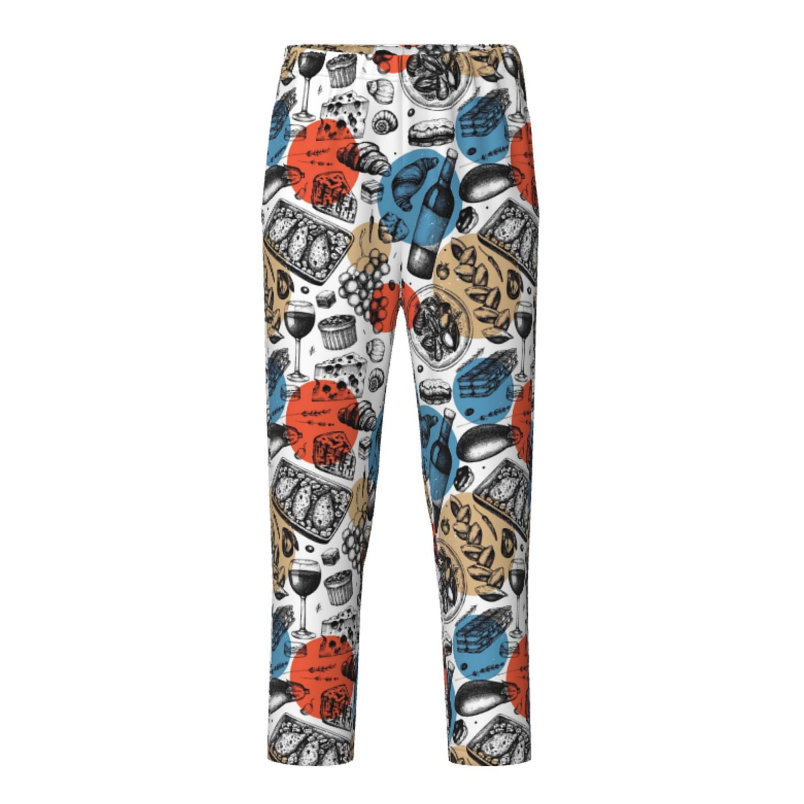 Zeuib French Food Print Pajama Pants for Girls Boys,PJ Bottoms for Kids ...