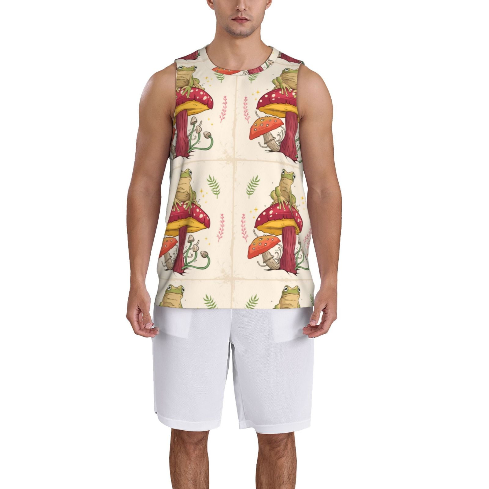 Zeuib Frog Sitting On Mushroom Jersey Shirt for Men,Mesh Athletic ...