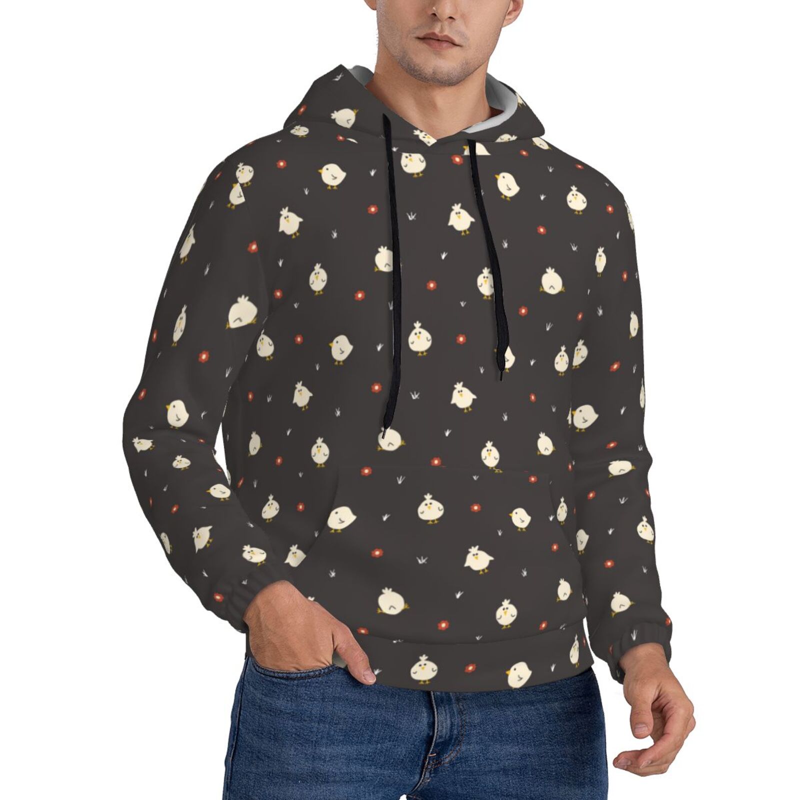 Zufioo Funny Chicken Design Fleece Comfortable Hoodie for Mens ...
