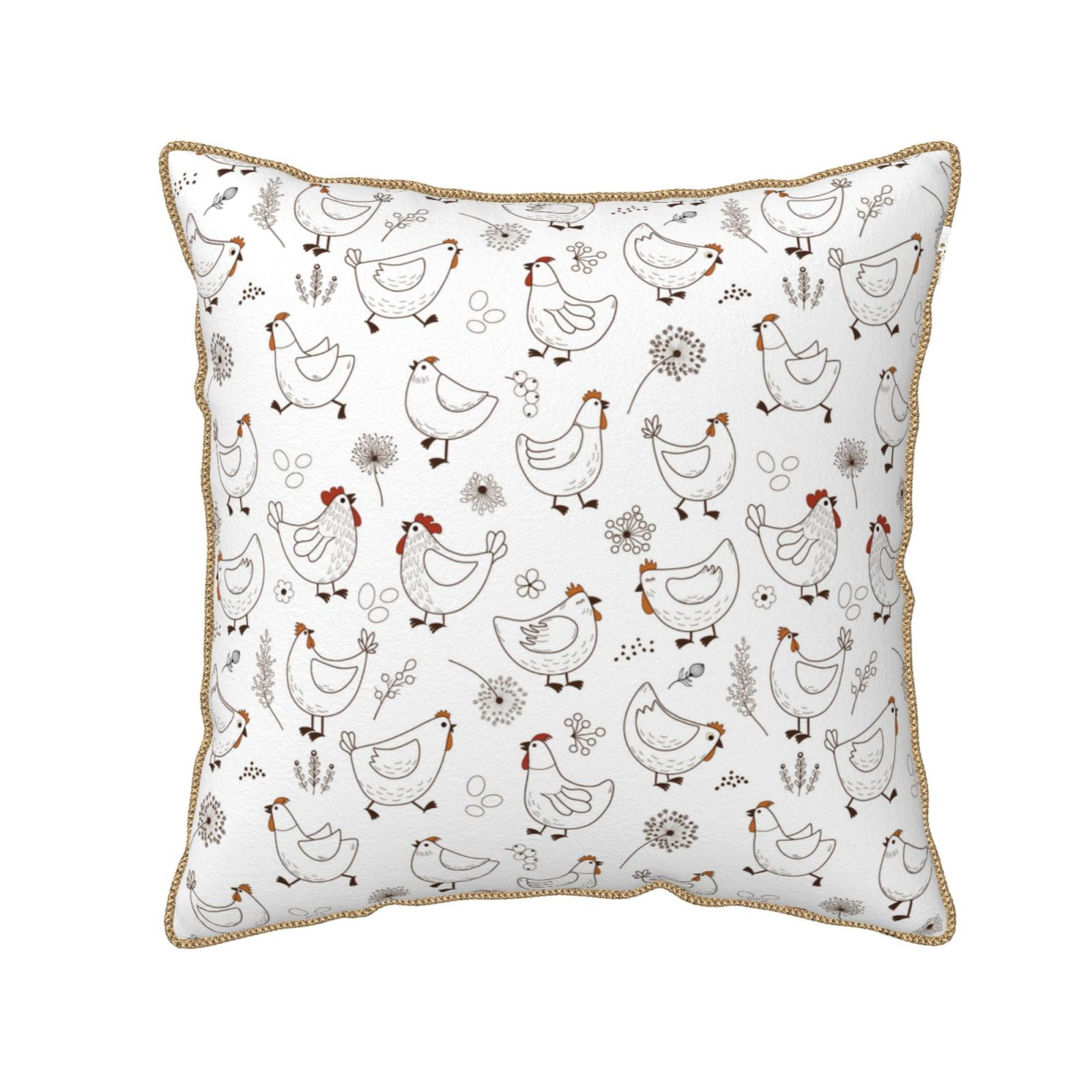 Zeuib Funny Chicken Print Decorative Throw Pillow Covers,Cushion Covers ...