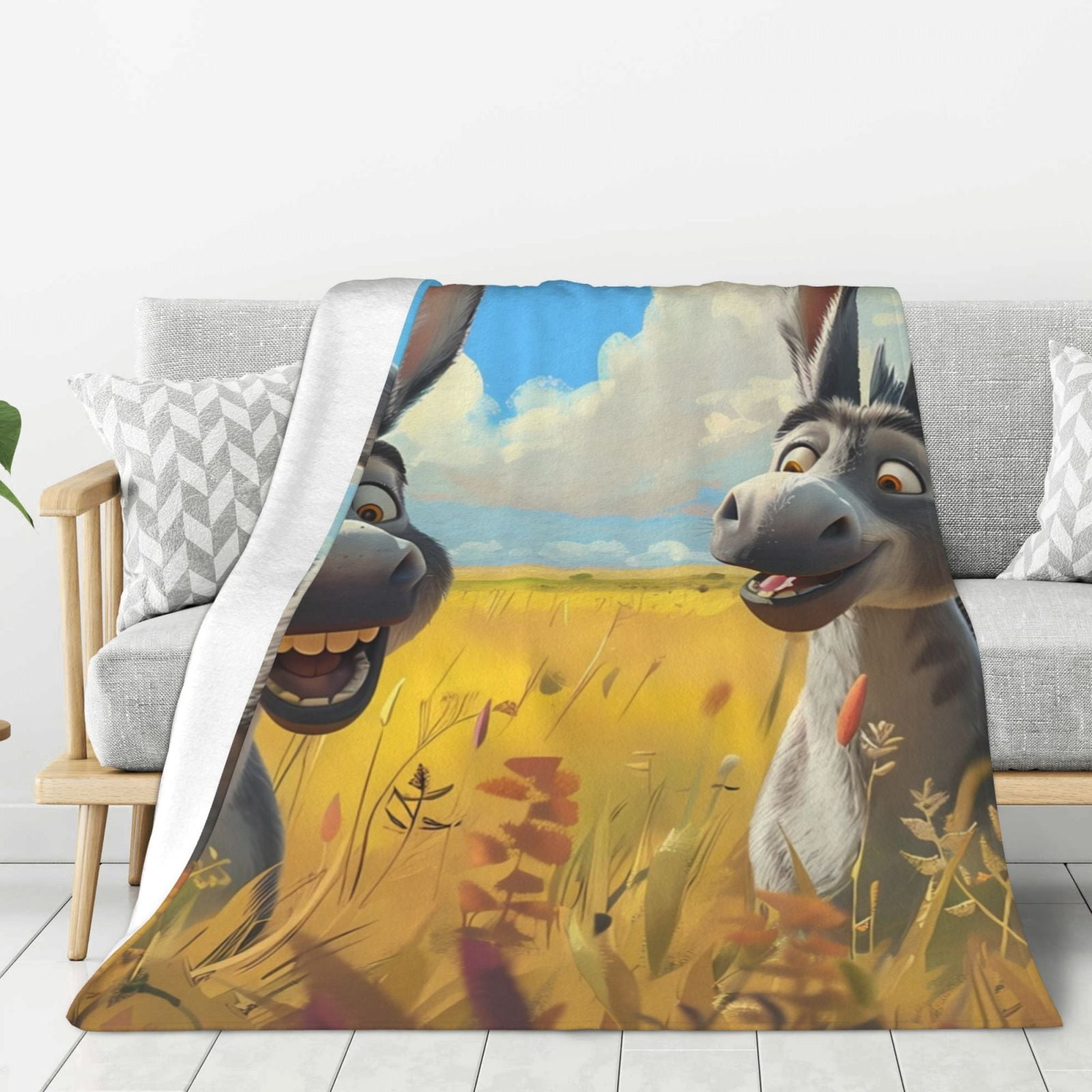 Zeuib Funny Countryside Donkey Print Fleece Throw Blanket,Plush Fluffy ...