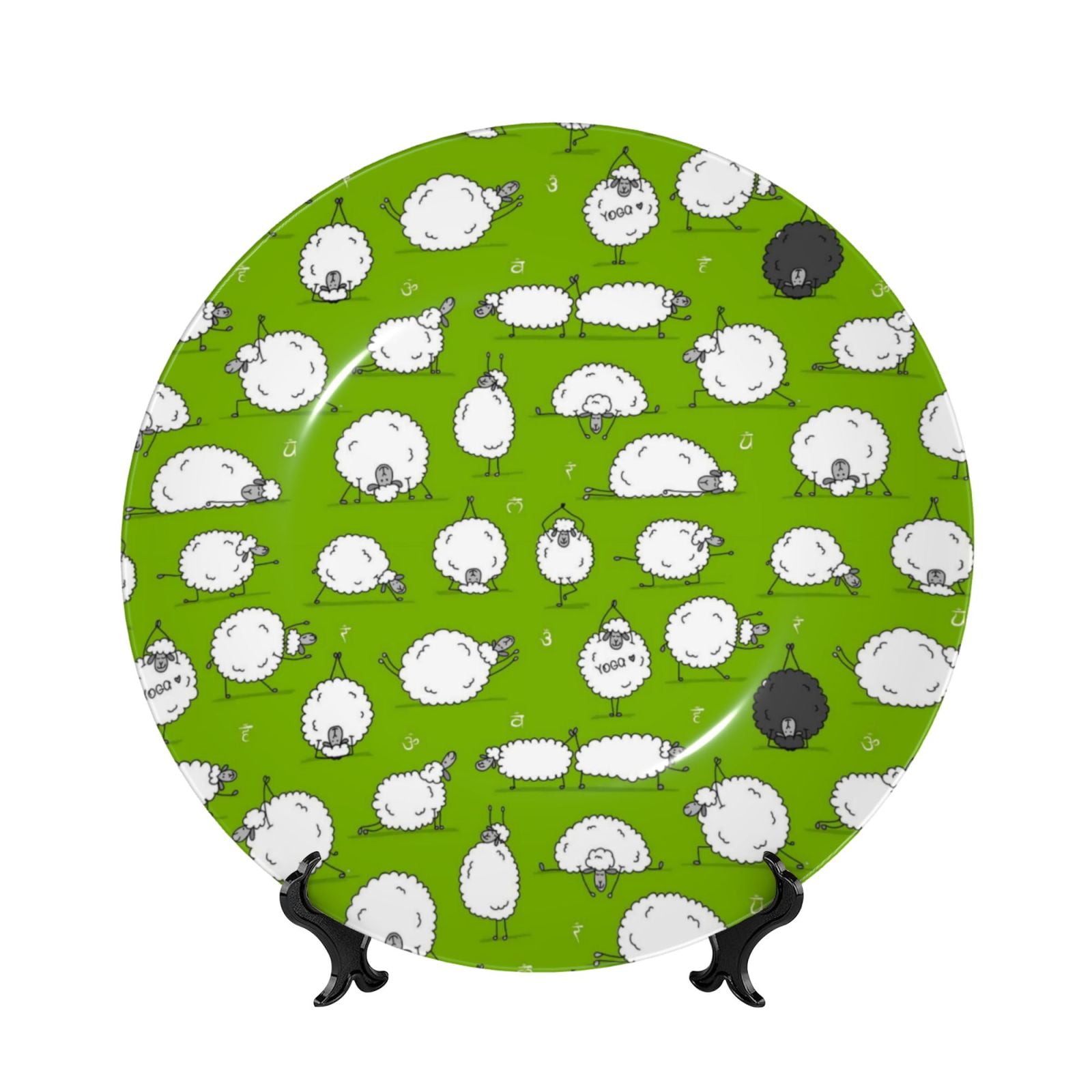 Zeuib Funny Sheep Doing Yoga Print Decorative Plate for Display, Bone ...