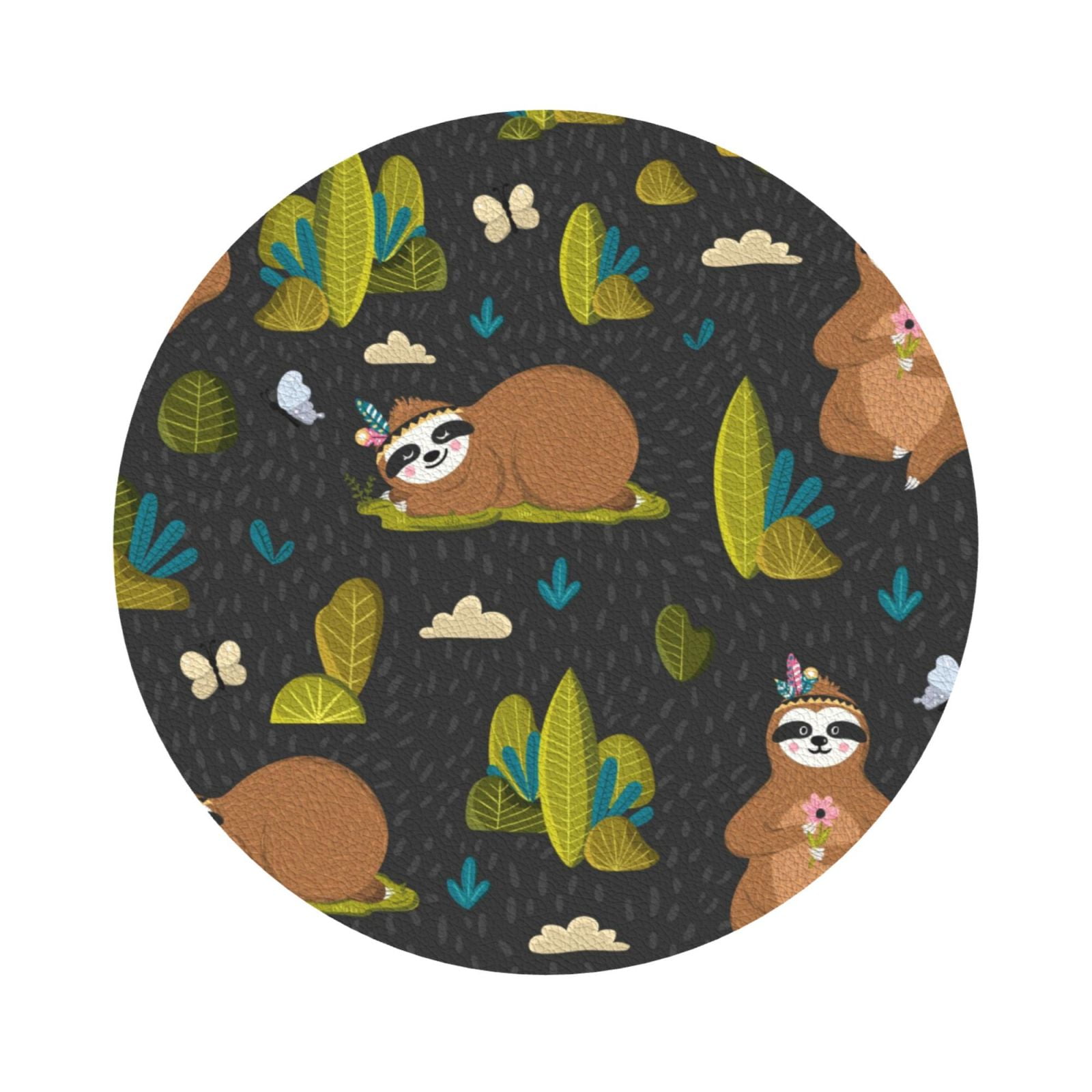 Zeuib Funny Sloths In The Forest Print Set of 6 Coasters for Drinks ...