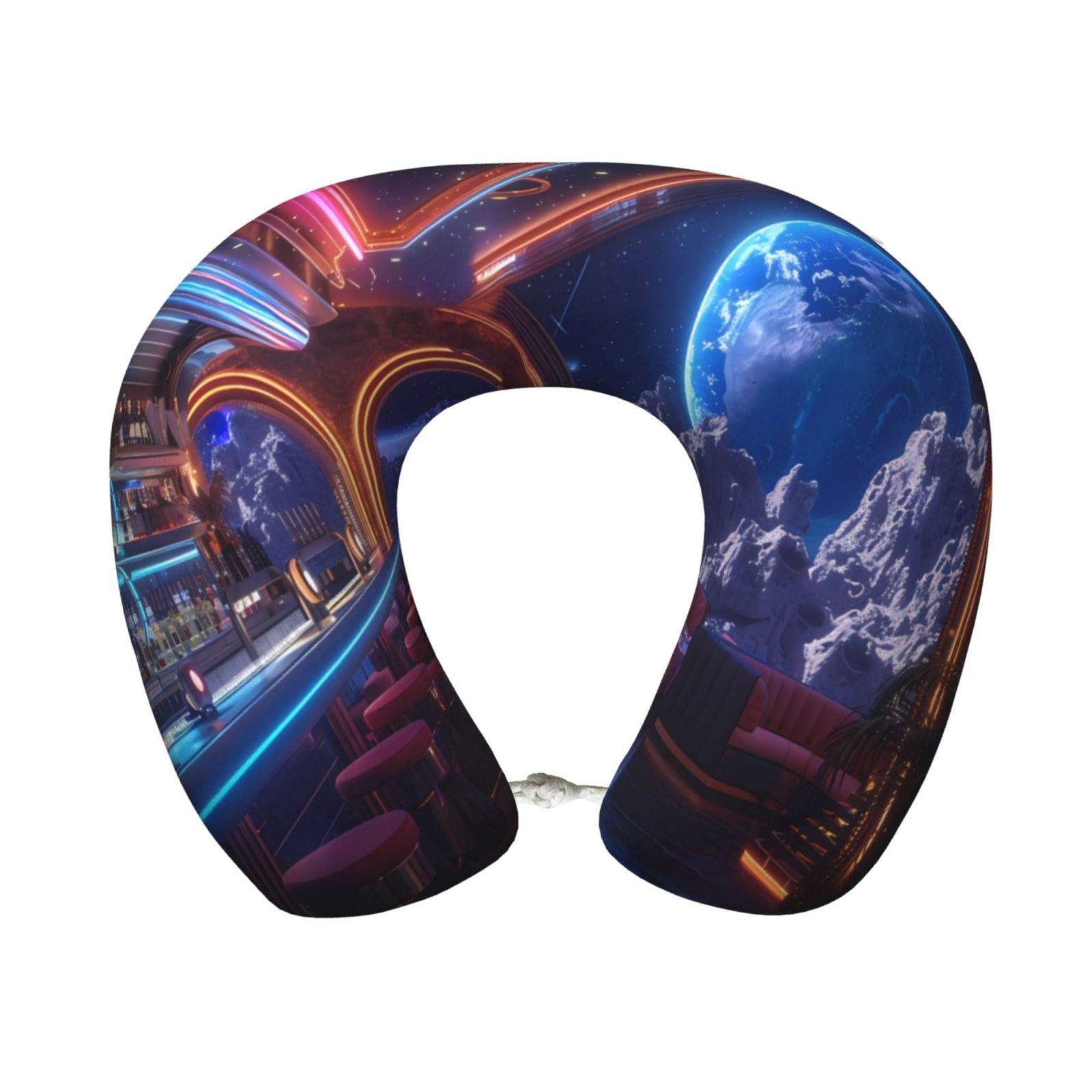 Zeuib Futuristic Bar Space View Print Travel Pillow,Travel Neck Pillow ...