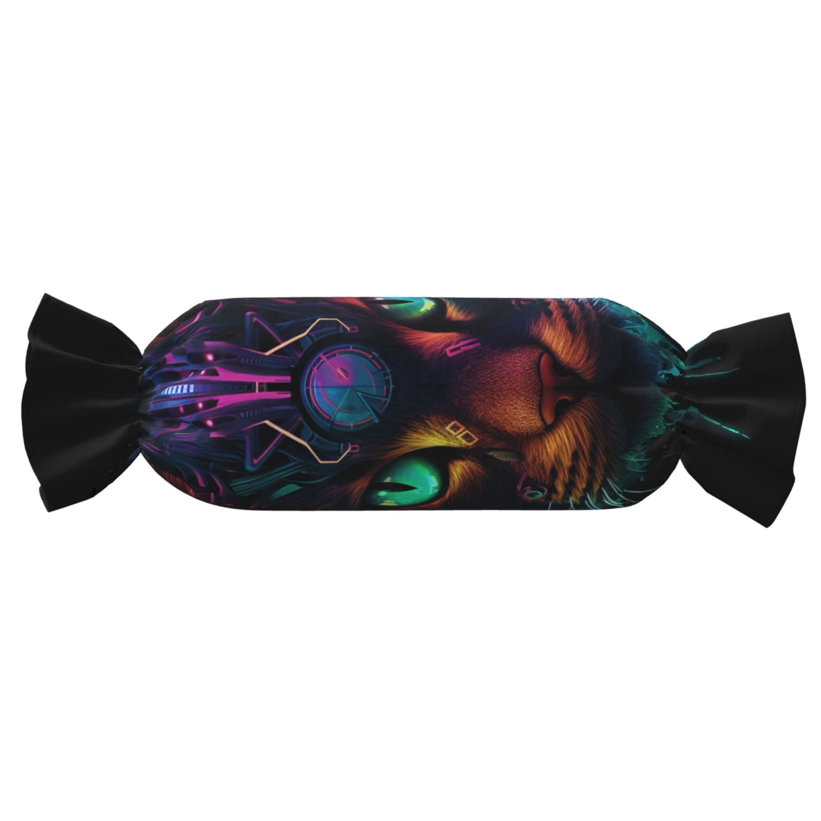 Zeuib Futuristic Cat Warrior Print Candy Cylindrical Pillow,Neck Hand ...