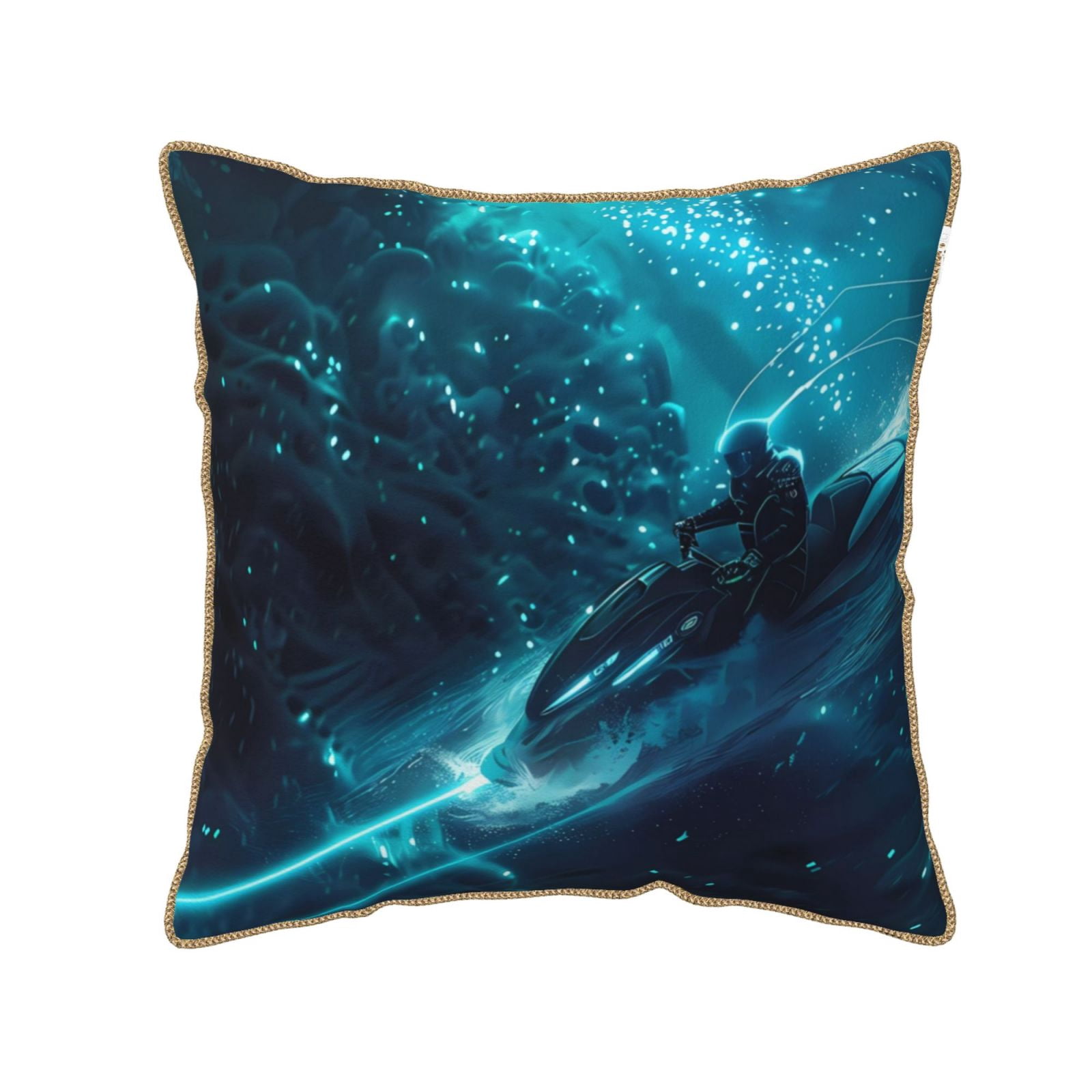 Zeuib Futuristic Jet Ski Adventure Print Decorative Throw Pillow Covers ...