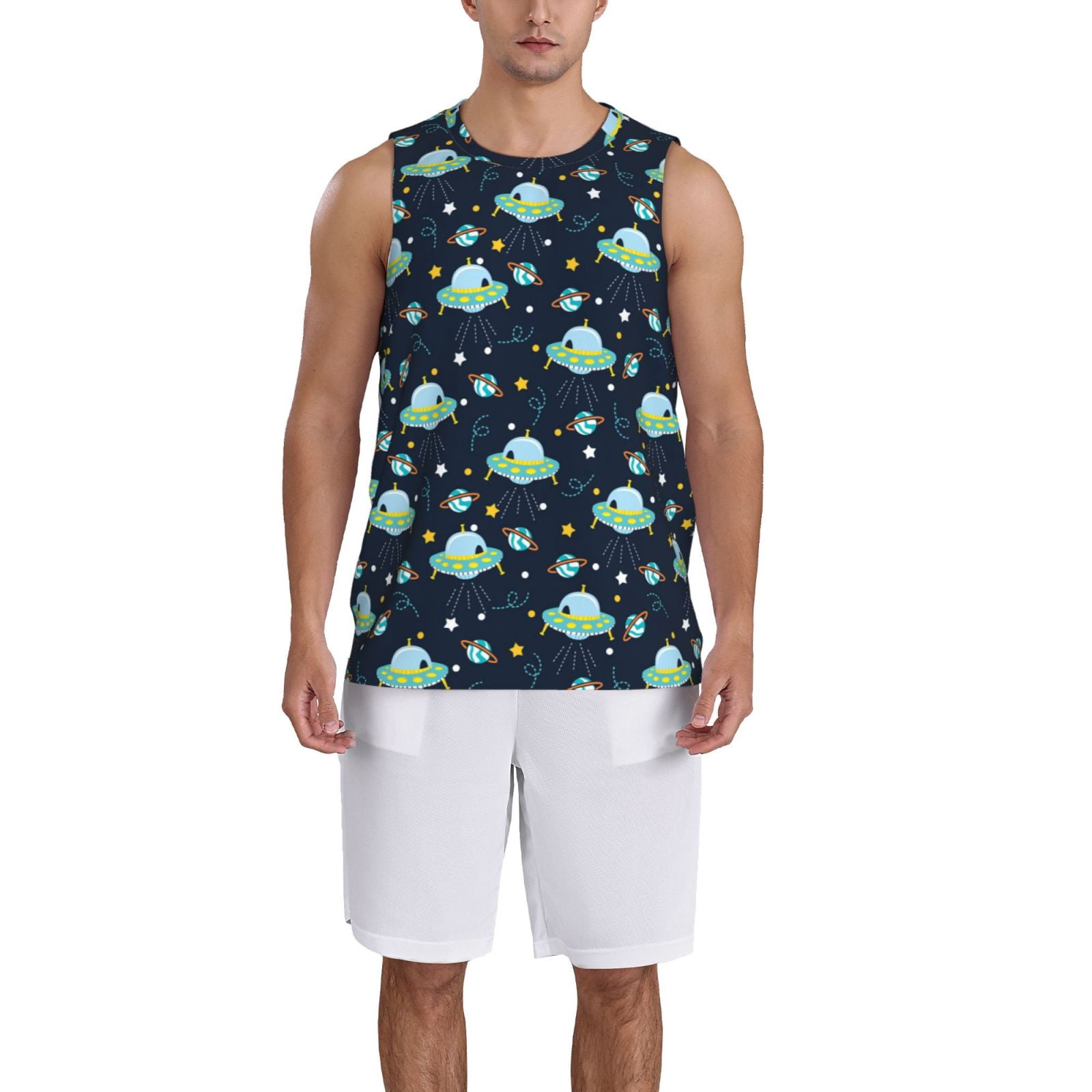 Zeuib Galaxy With Ufo Jersey Shirt for Men,Mesh Athletic Practice ...