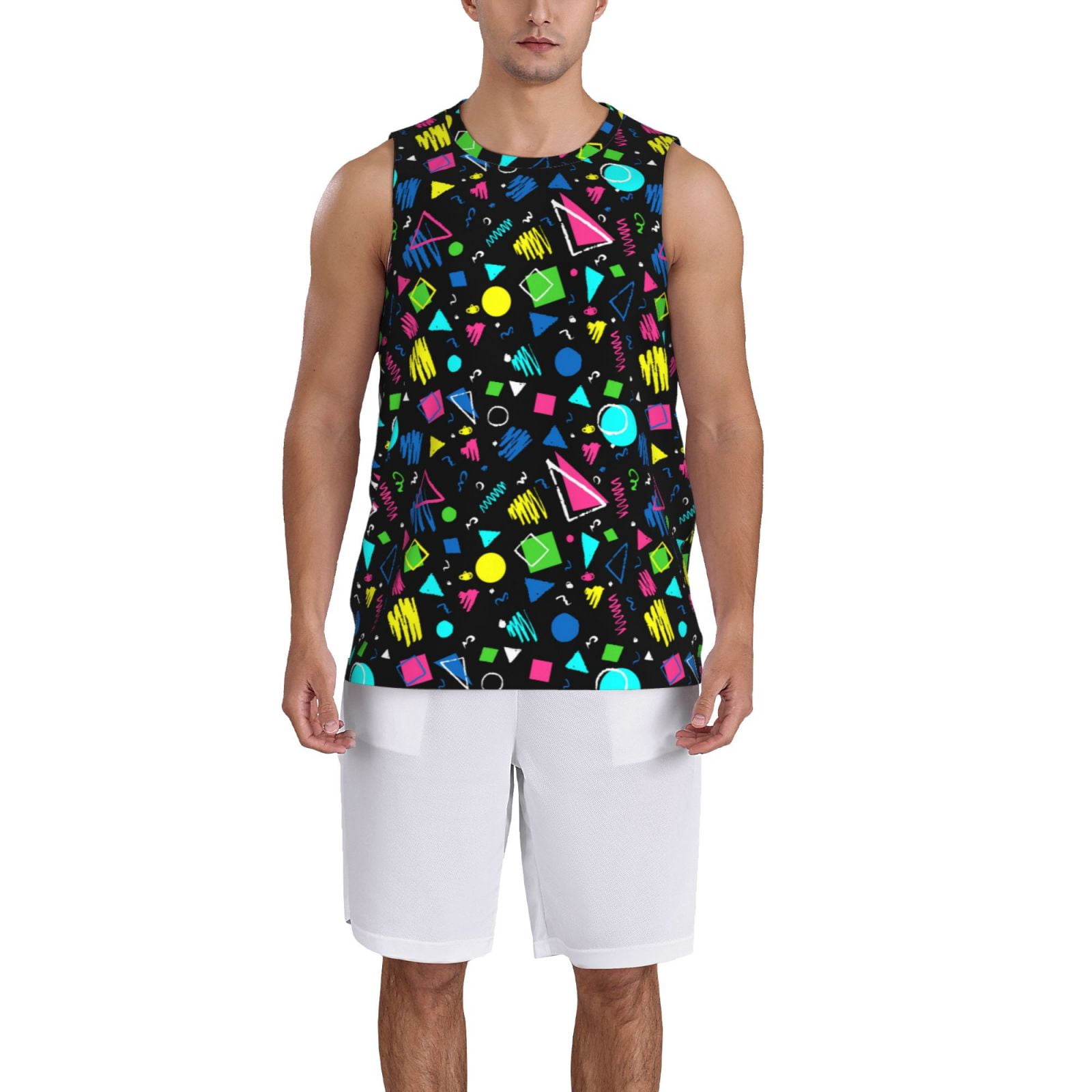Zeuib Geometric 1980s Styled Jersey Shirt for Men,Mesh Athletic ...