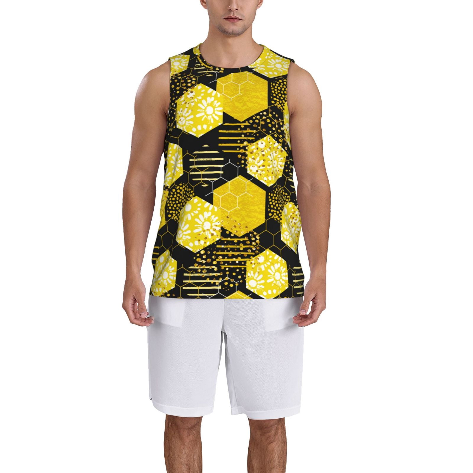 Zeuib Geometric Pattern with Bee Jersey Shirt for Men,Mesh Athletic ...