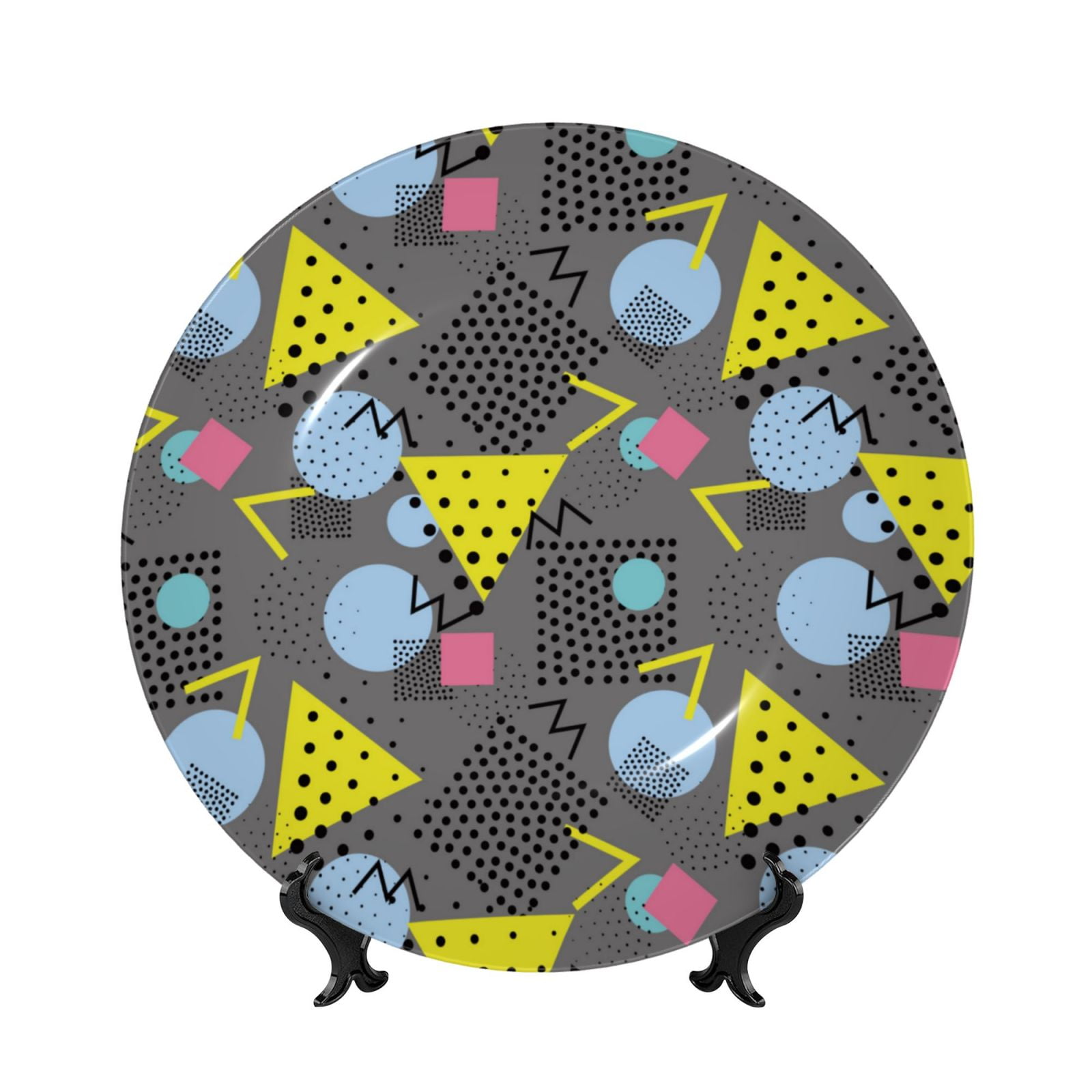 Zeuib Geometric Print Decorative Plate for Display, Bone China ...