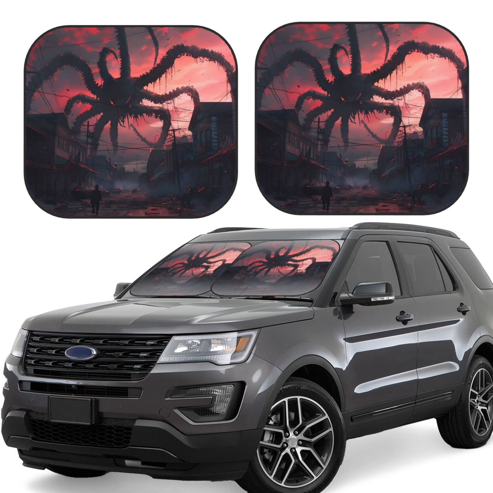 Zeuib Giant Monster Over City Print Car Windshield Sun Shade ,2 Piece ...