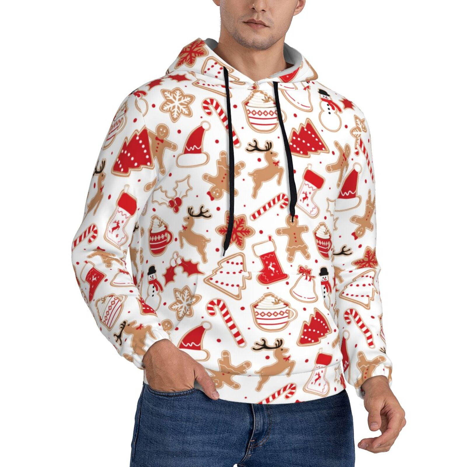 Zufioo Gingerbread Holiday Sweets Design Fleece Comfortable Hoodie for ...